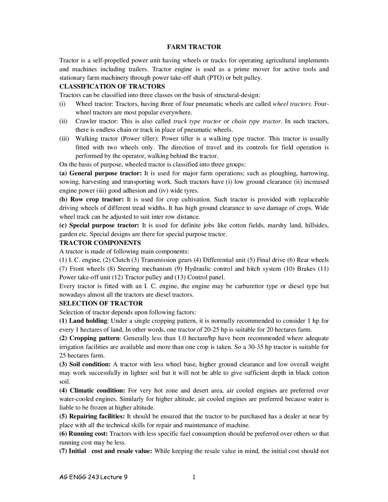 Lecture 9 Farm Tractorpdf Exercises Designs And Groups Docsity