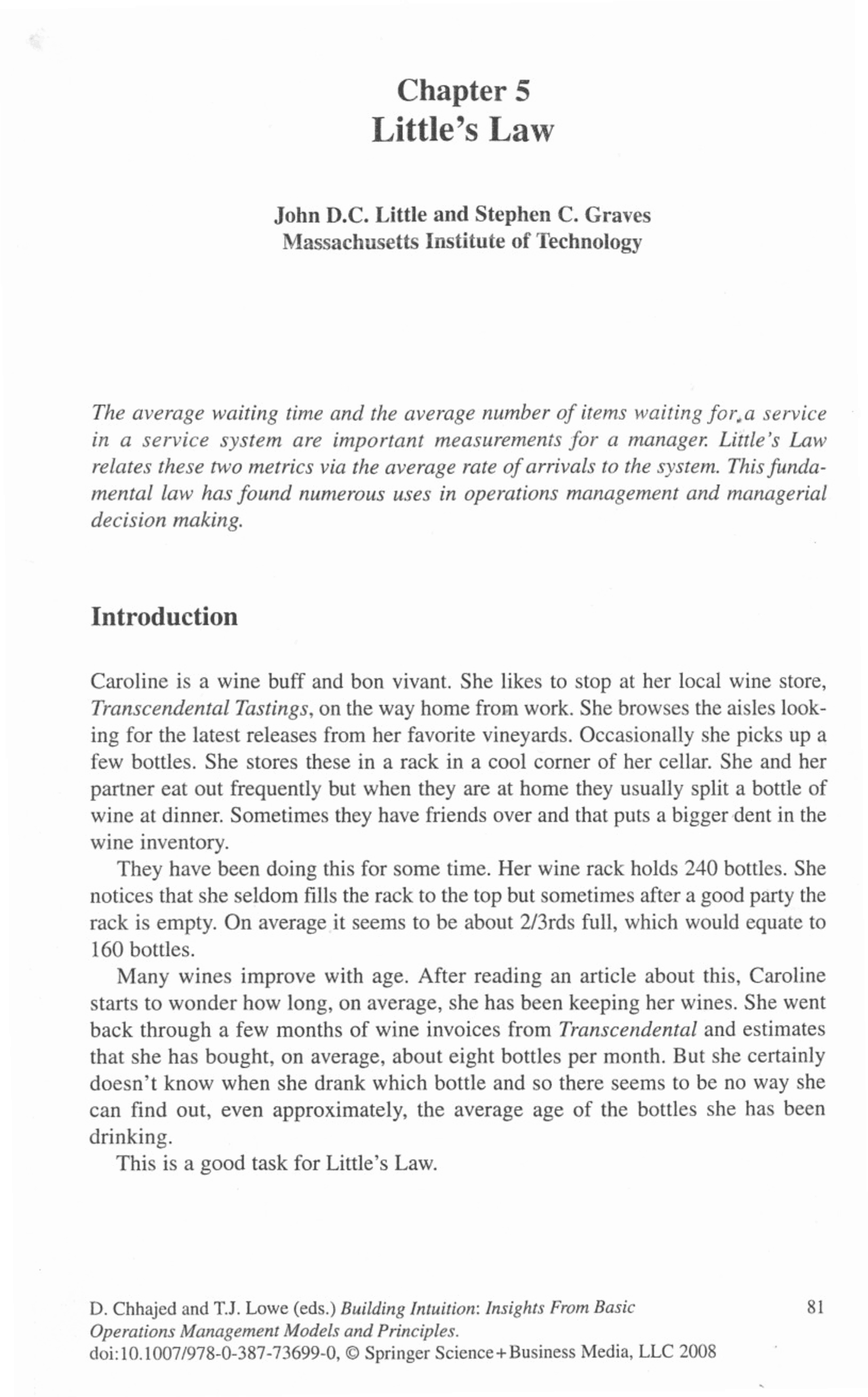 Chapter 5 Little's Law | Assignments Law | Docsity