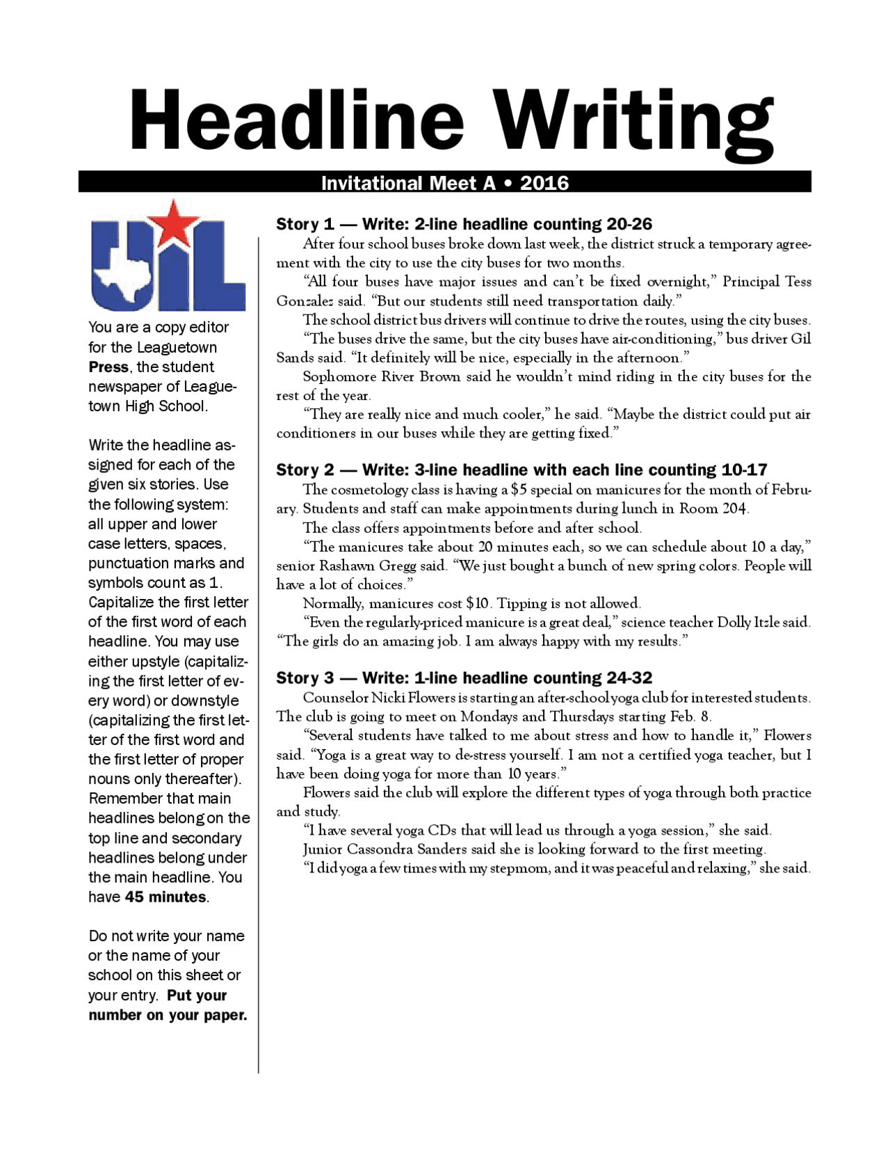 Headline Writing Uil