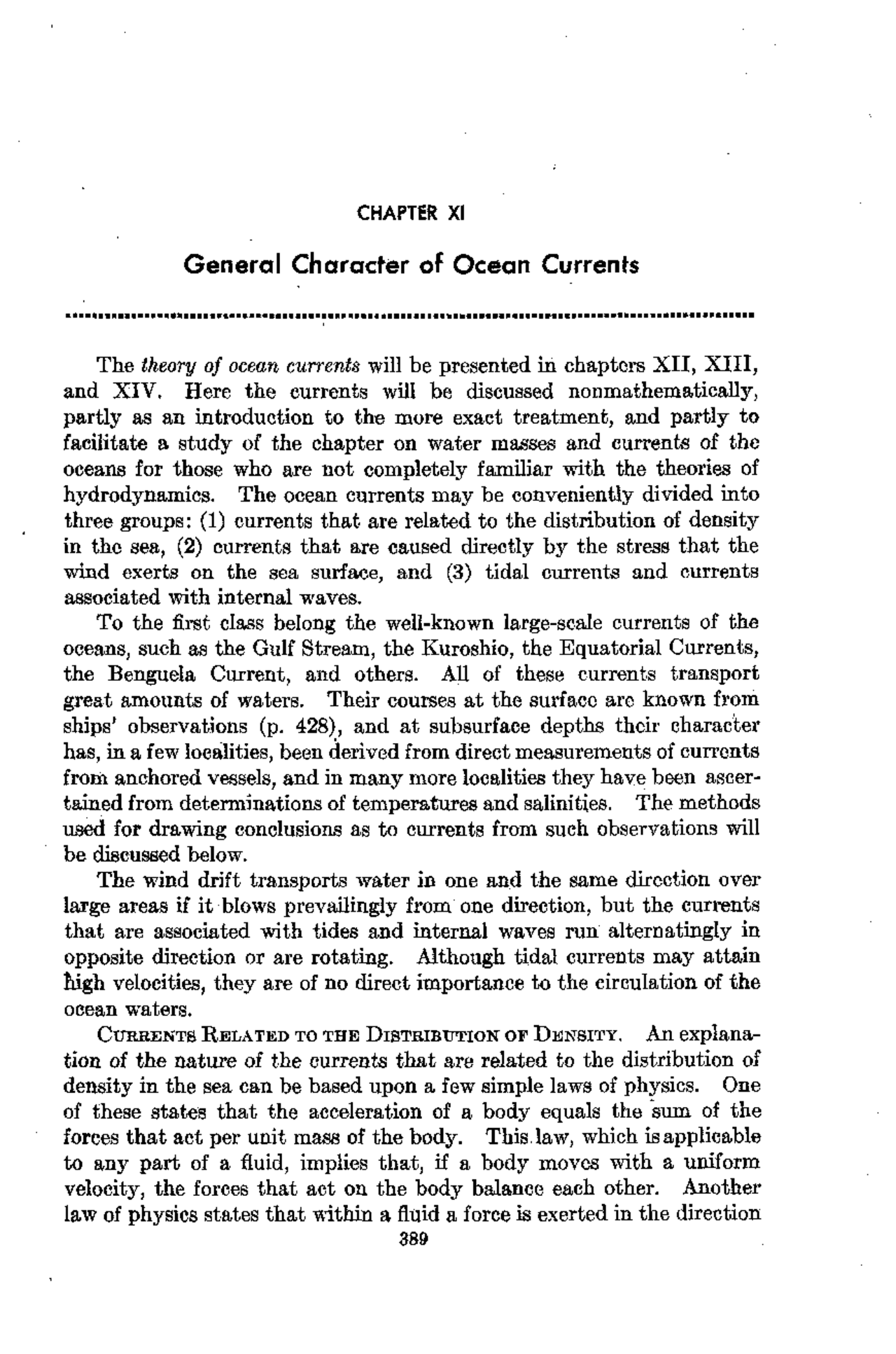 General Character of Ocean Currents | Lecture notes Acting | Docsity