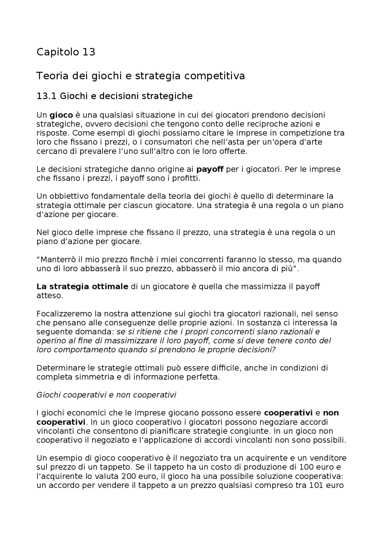 Teoria dei giochi e concorrenza monopolistica | Appunti di Microeconomia | Docsity