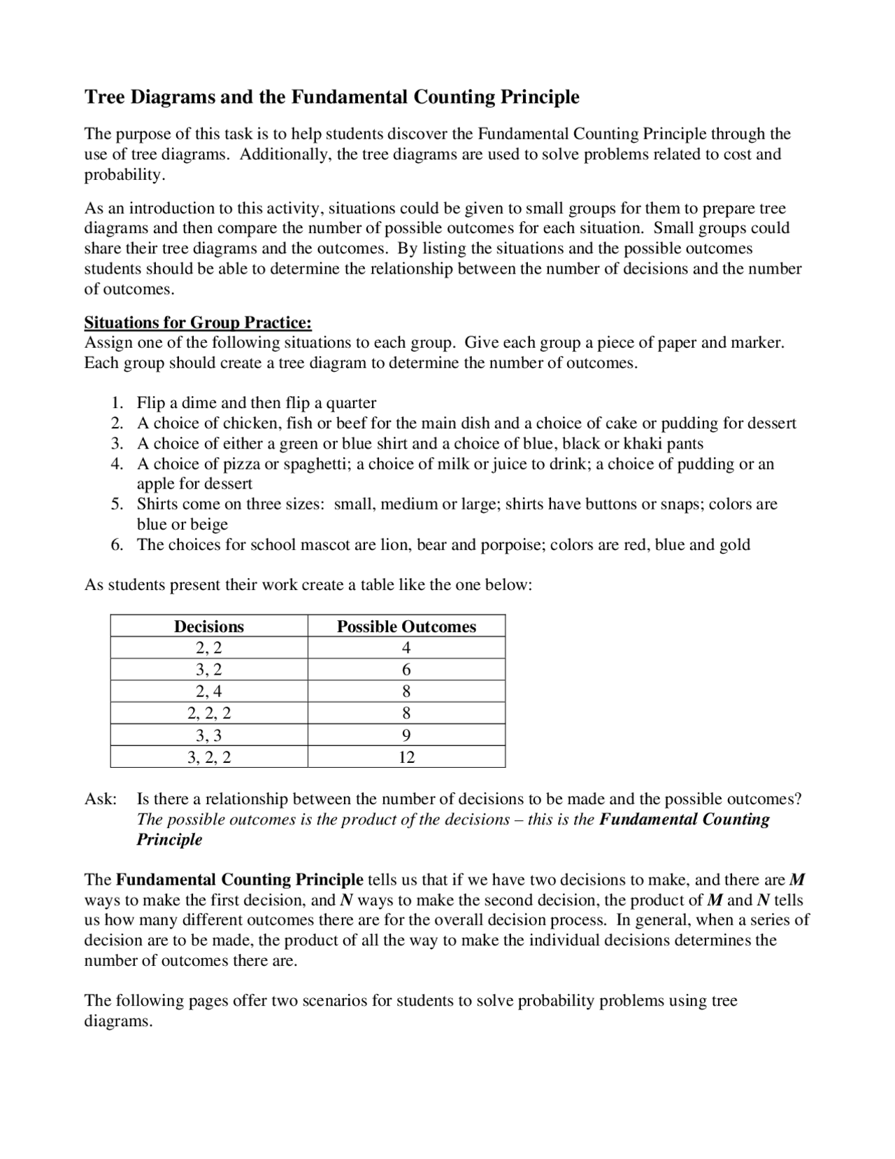 Understanding Outcomes with Tree Diagrams & Counting Principle | Study ...