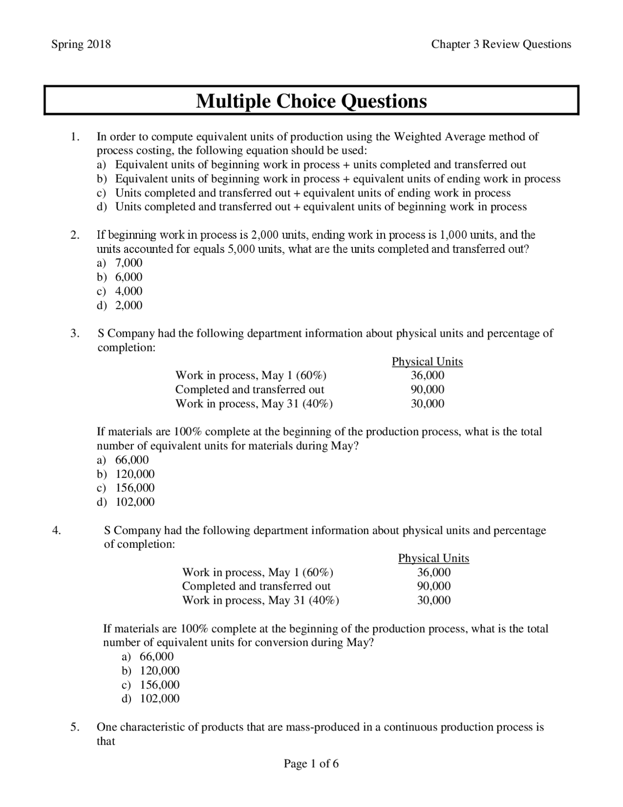 Multiple Choice Questions Exercises Advanced Accounting Docsity