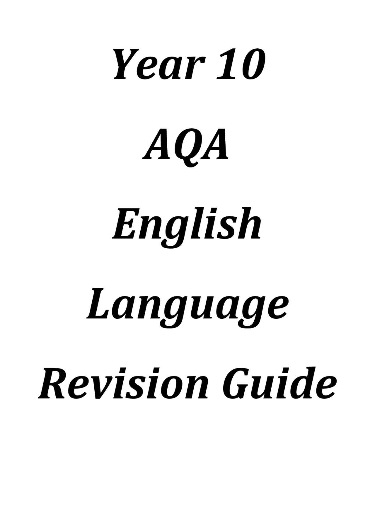 Year 10 Aqa English Language Revision Guide Schemes And Mind Maps