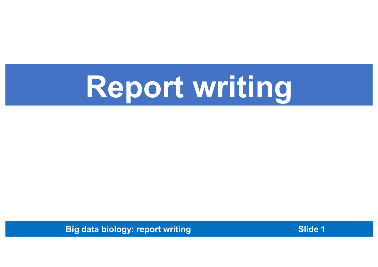 Report Writing Exercises Biology Docsity