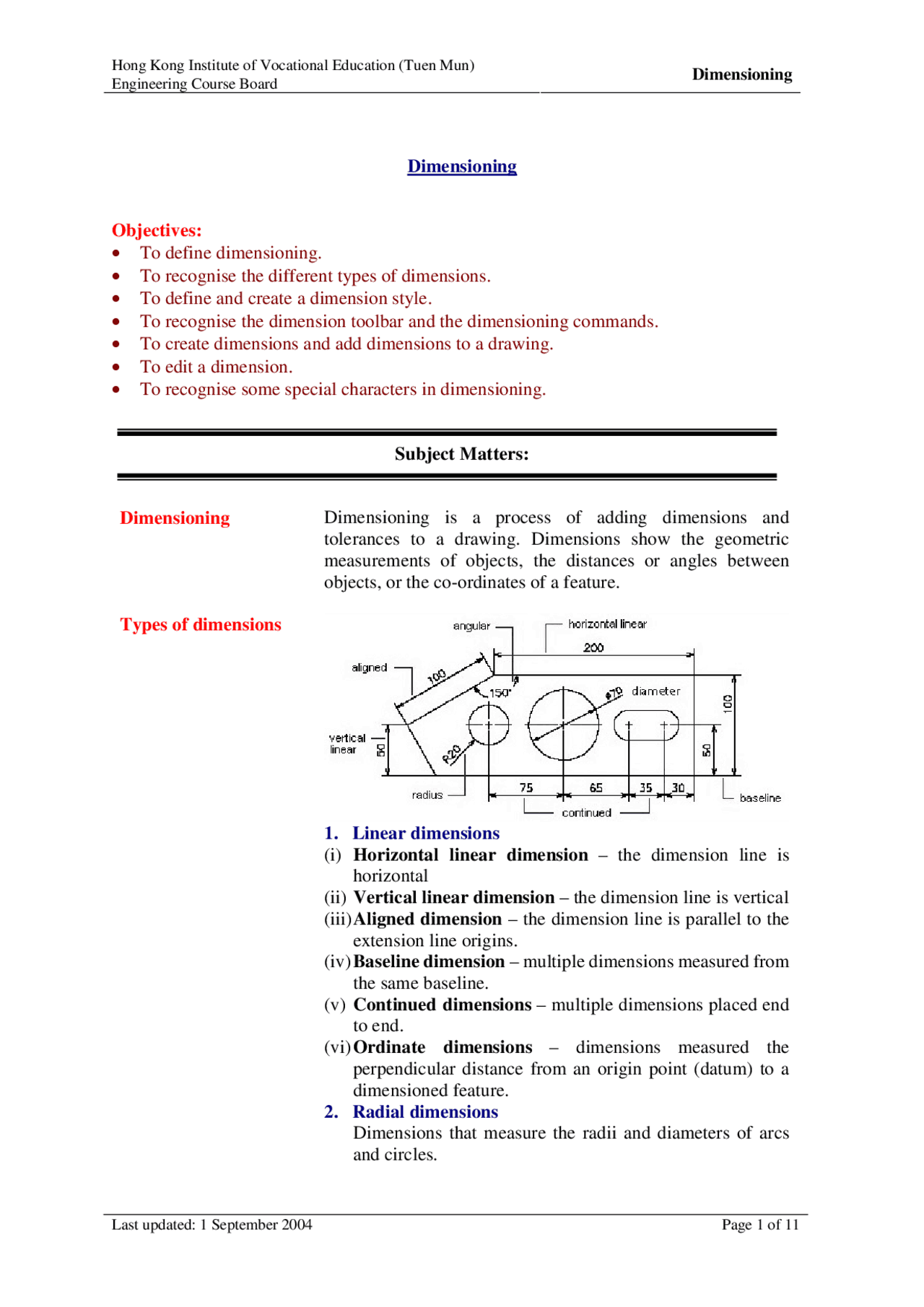 Dimensioning Objectives Geocitiesws Lecture Notes