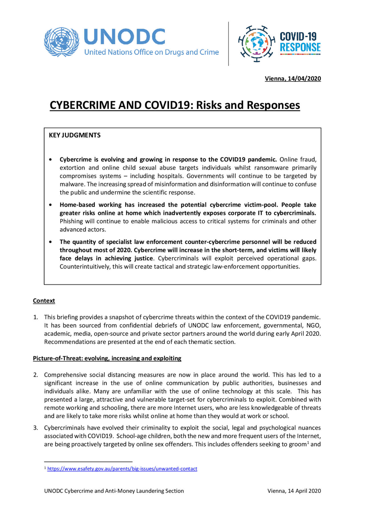 CYBERCRIME AND COVID19: Risks and Responses | Lecture notes Law | Docsity