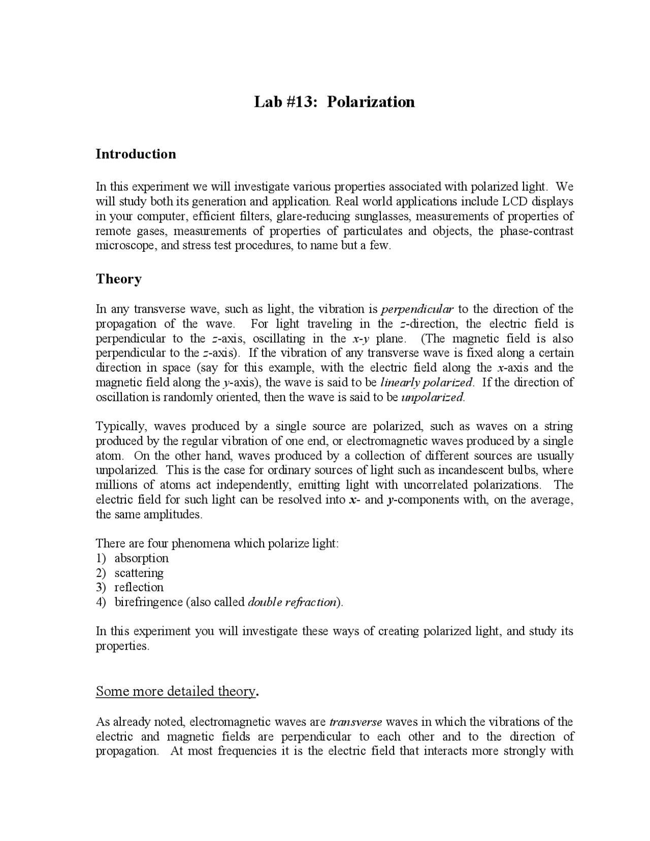 Lab 13 Polarization Schemes And Mind Maps Physics Docsity