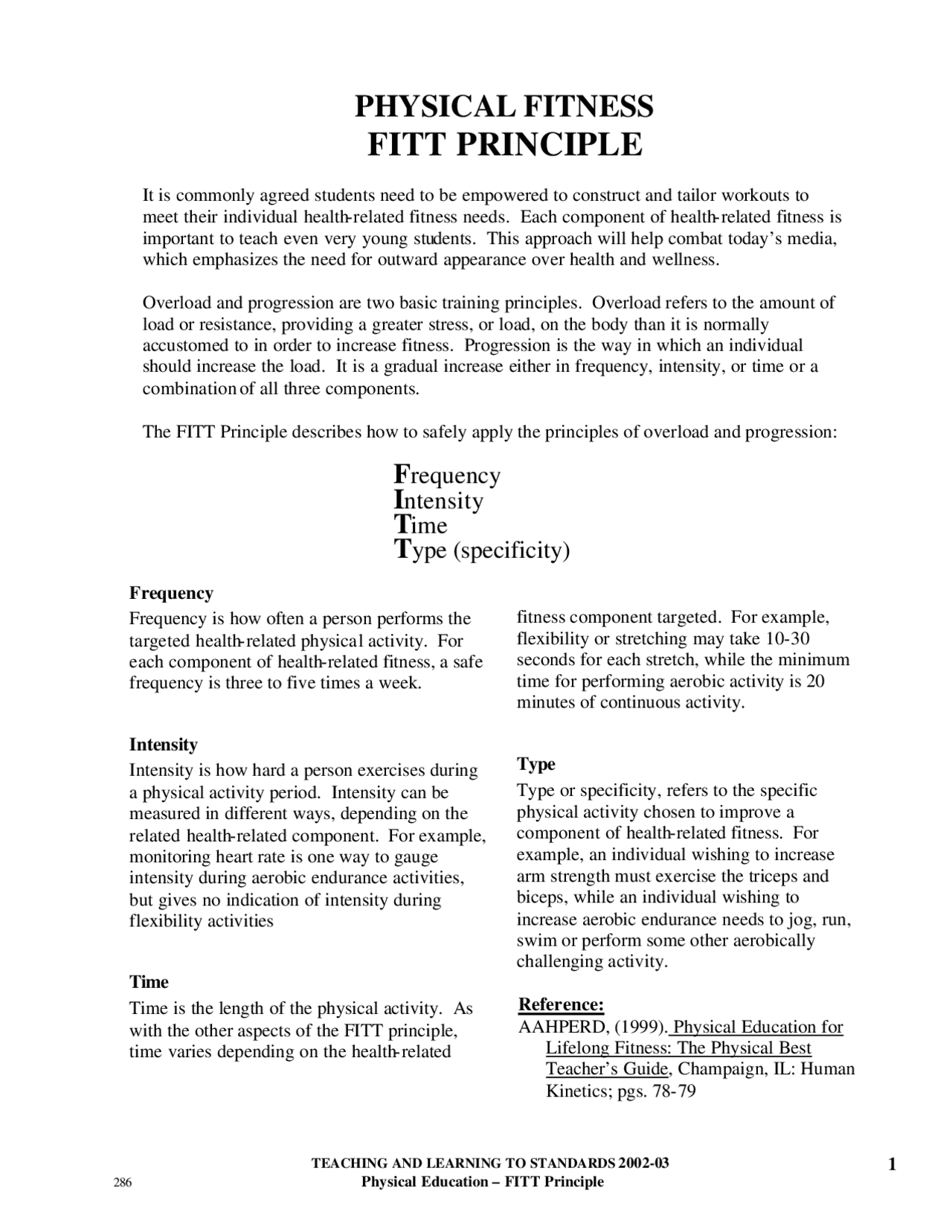 FITT PRINCIPLE | Schemes and Mind Maps Physical Education and Motor ...