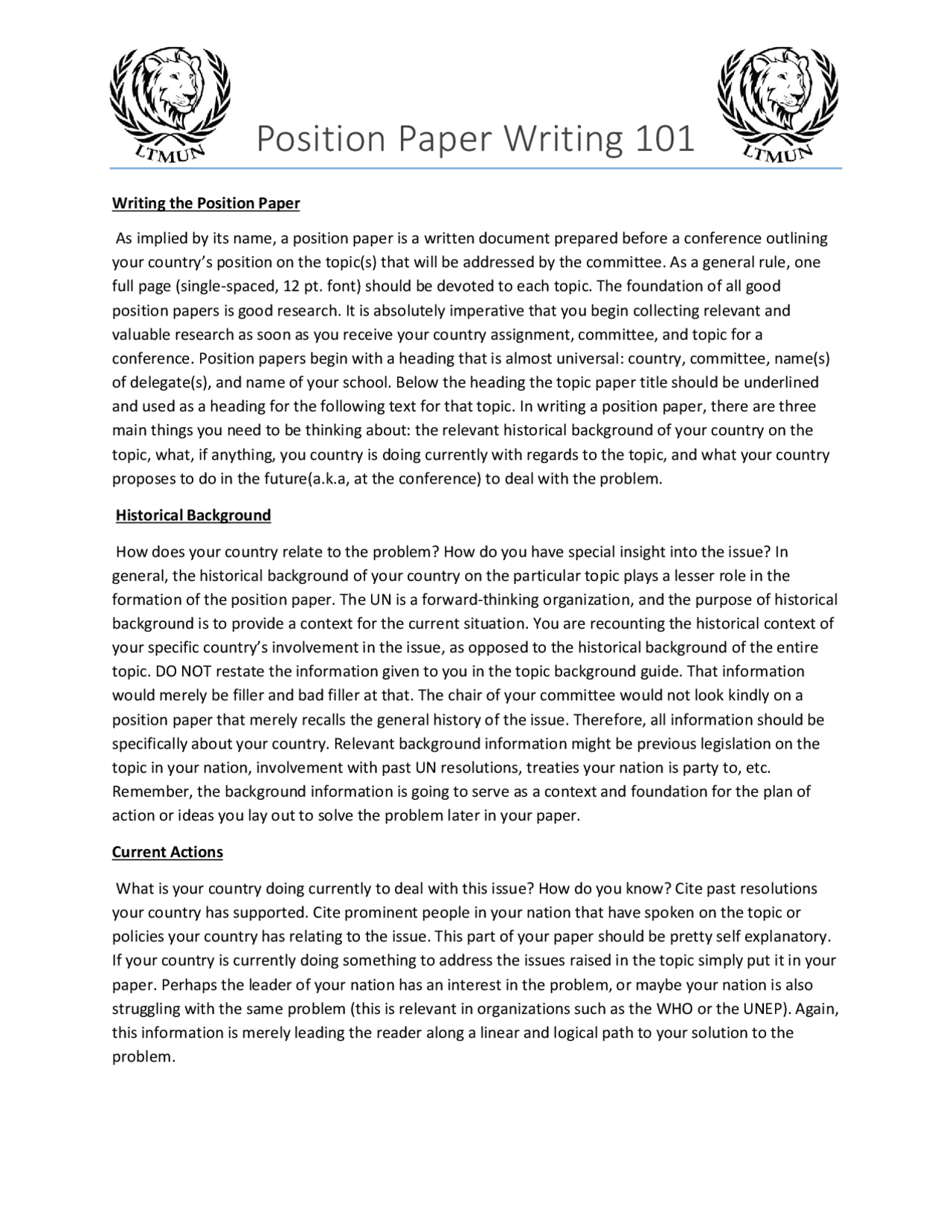 Position Paper Writing 101 | Study notes Communication - Docsity