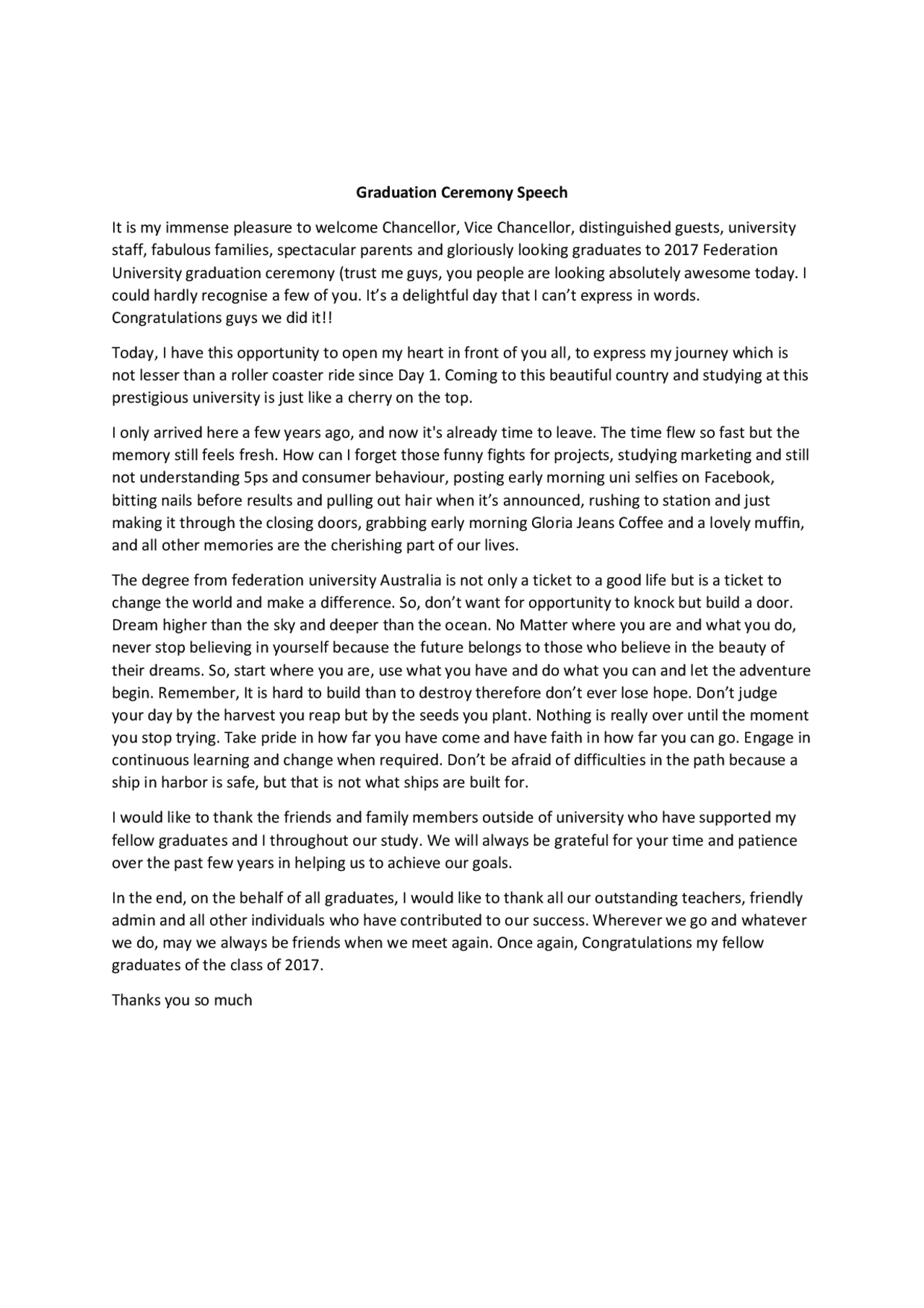 Graduation Ceremony Speech It is my immense pleasure to ... | Study ...