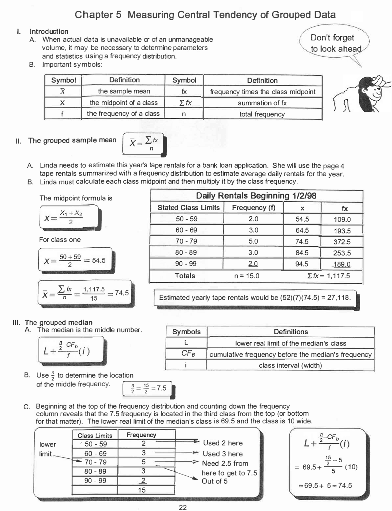 Measuring Central Tendency of Grouped Data: Calculating Grouped Sample Mean and Median | Slides ...