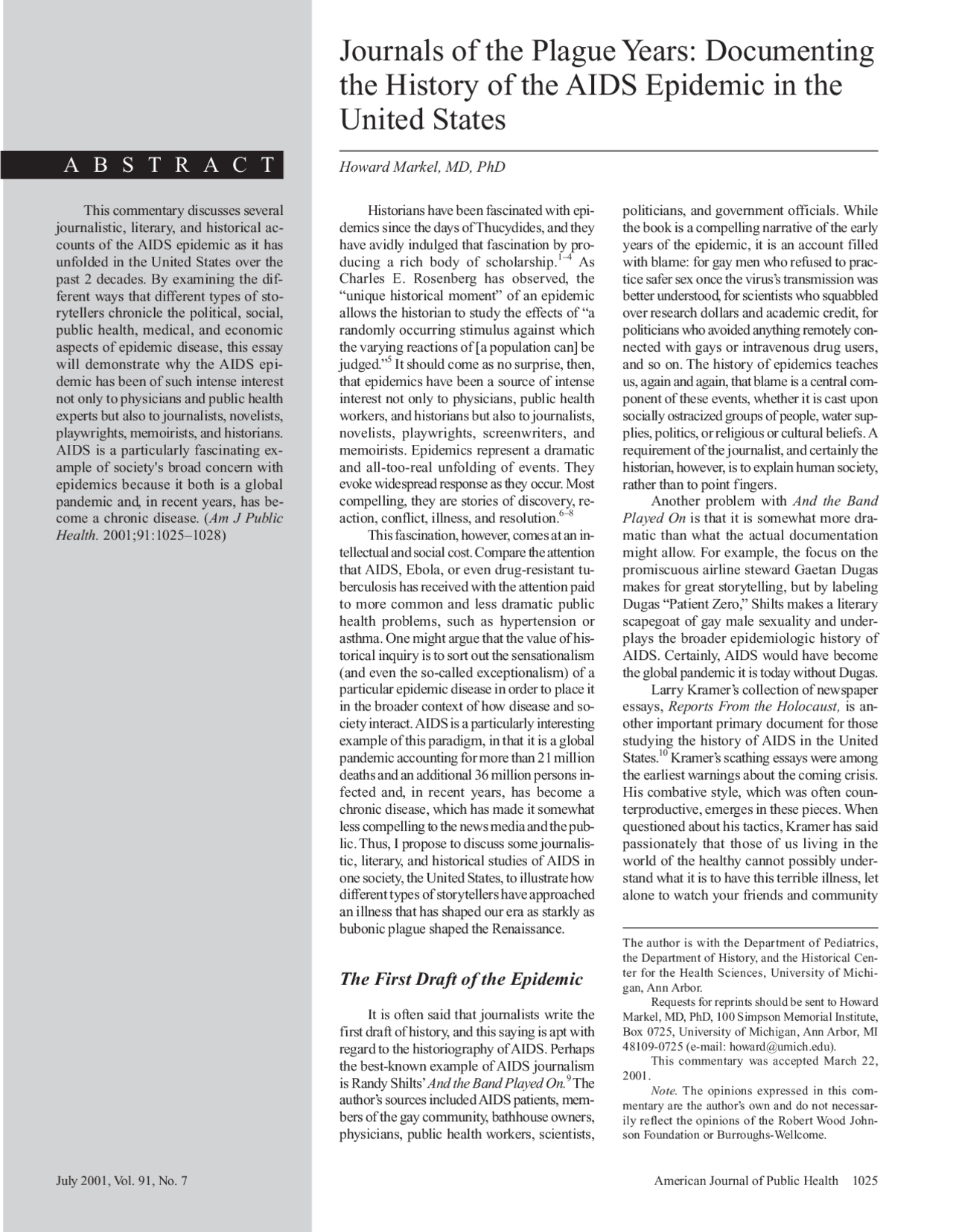 Documenting the history of the AIDS epidemic in the United ... | Slides ...