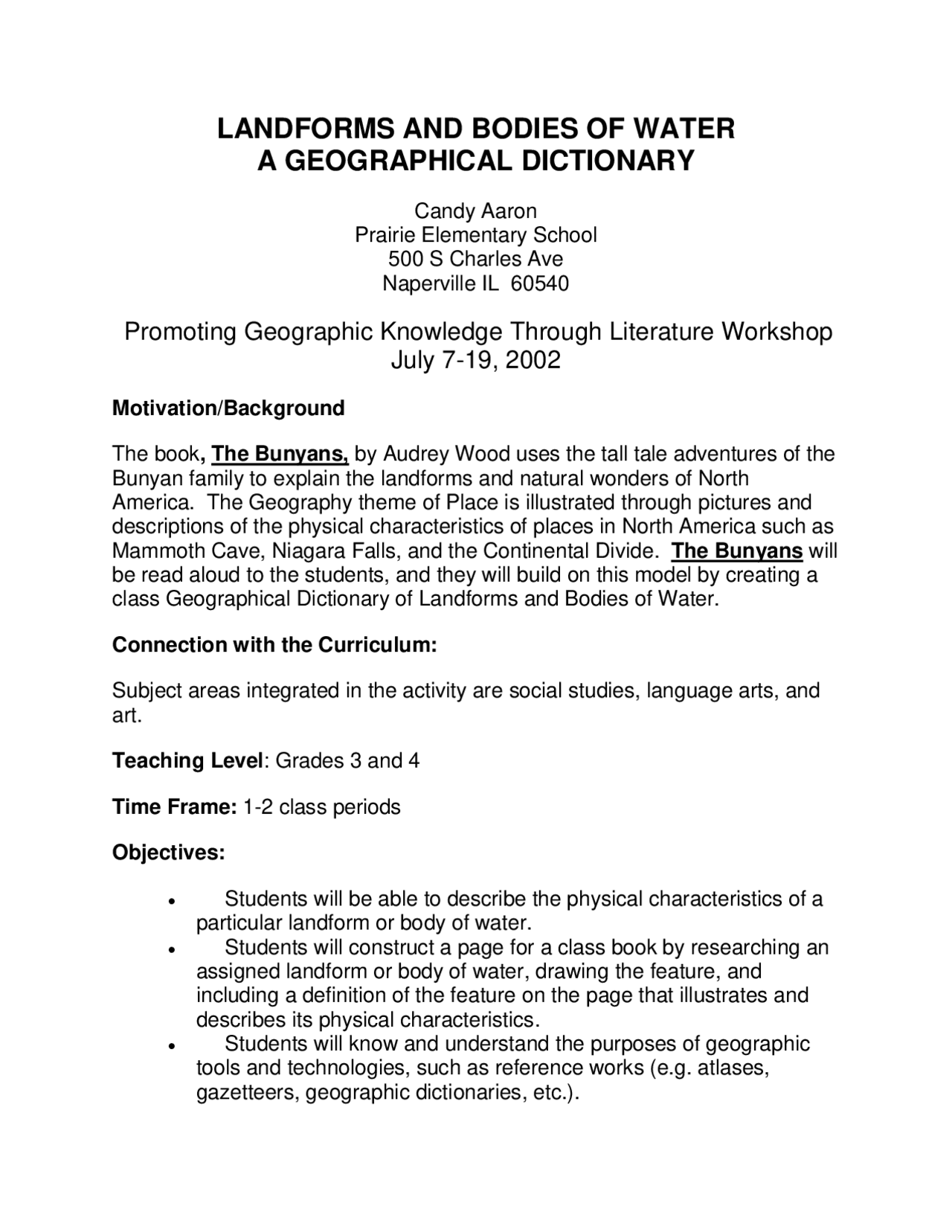Geographical Dictionary of Landforms & Water: Class Project for Grades ...