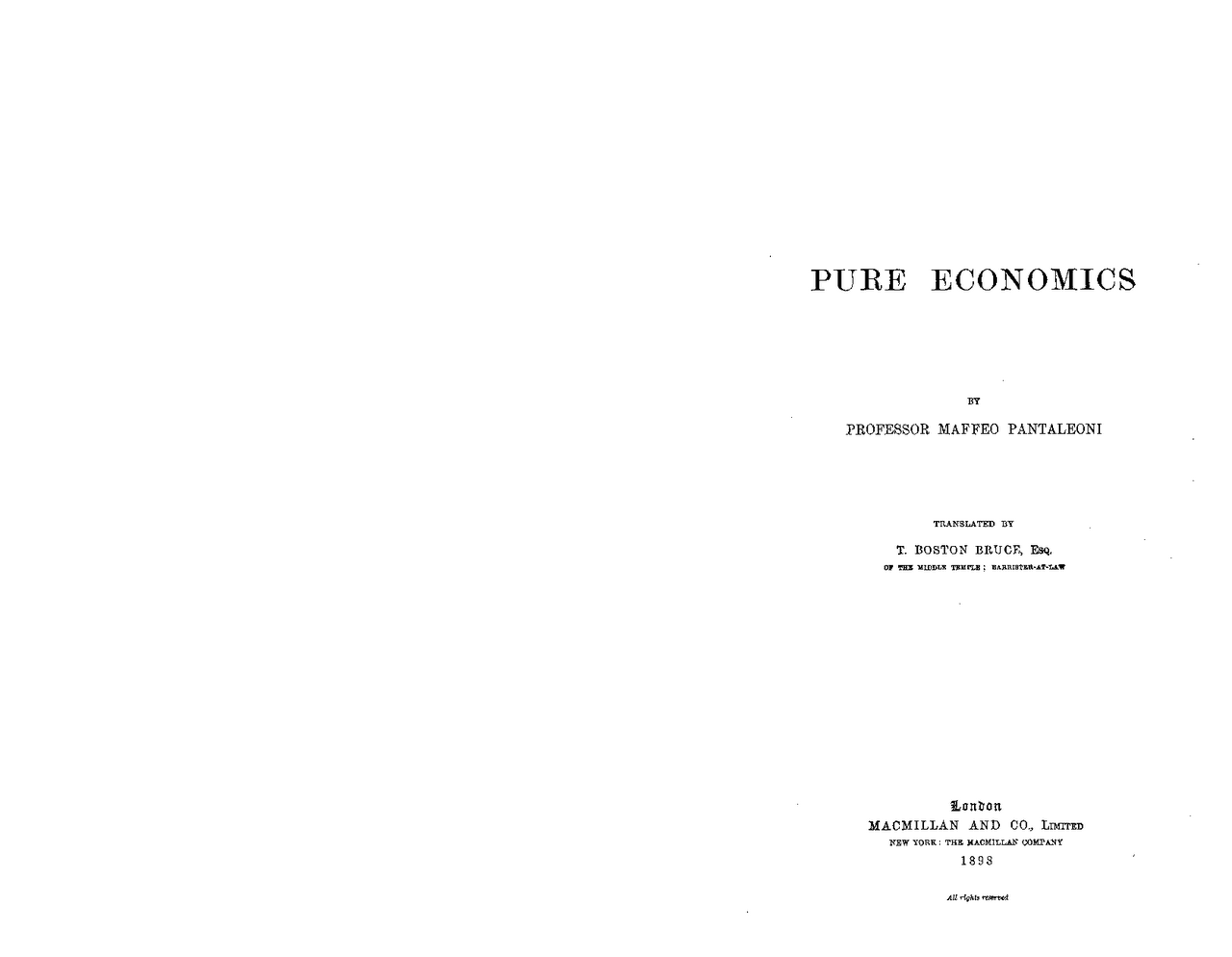 PURE ECONOMICS | Exams Applied Economics | Docsity