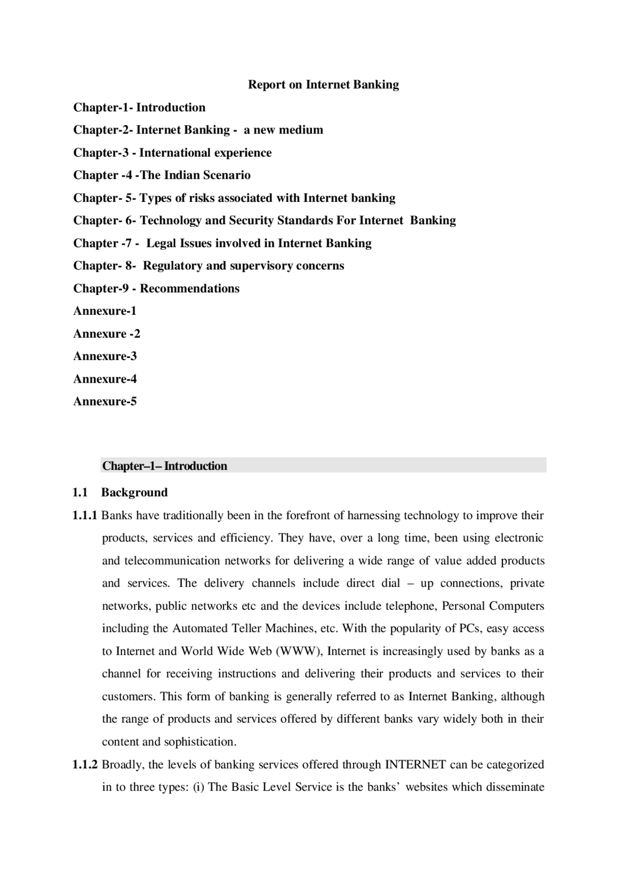 Report on Internet Banking Chapter-1- Introduction Chapter-2 | Schemes and Mind Maps Business ...