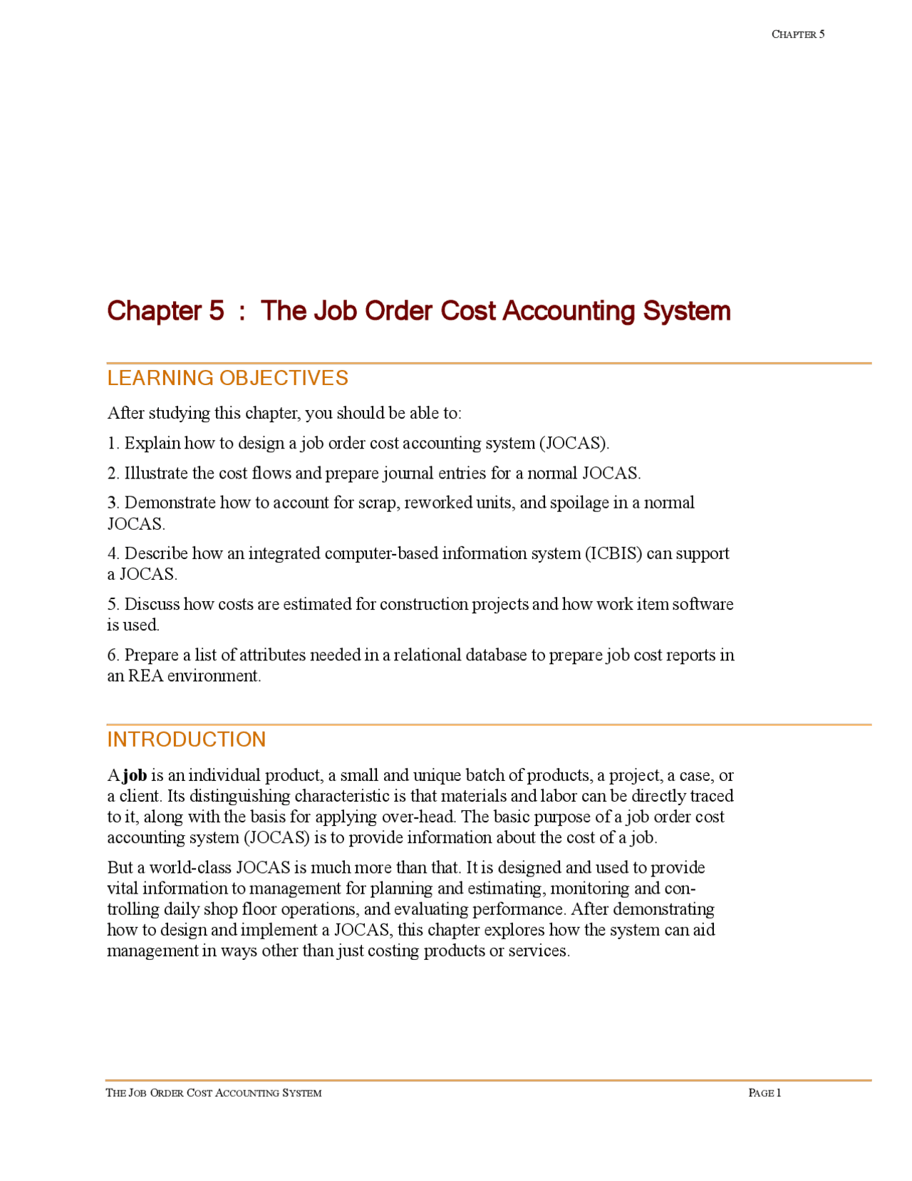 Chapter 5 : The Job Order Cost Accounting System | Summaries Cost ...
