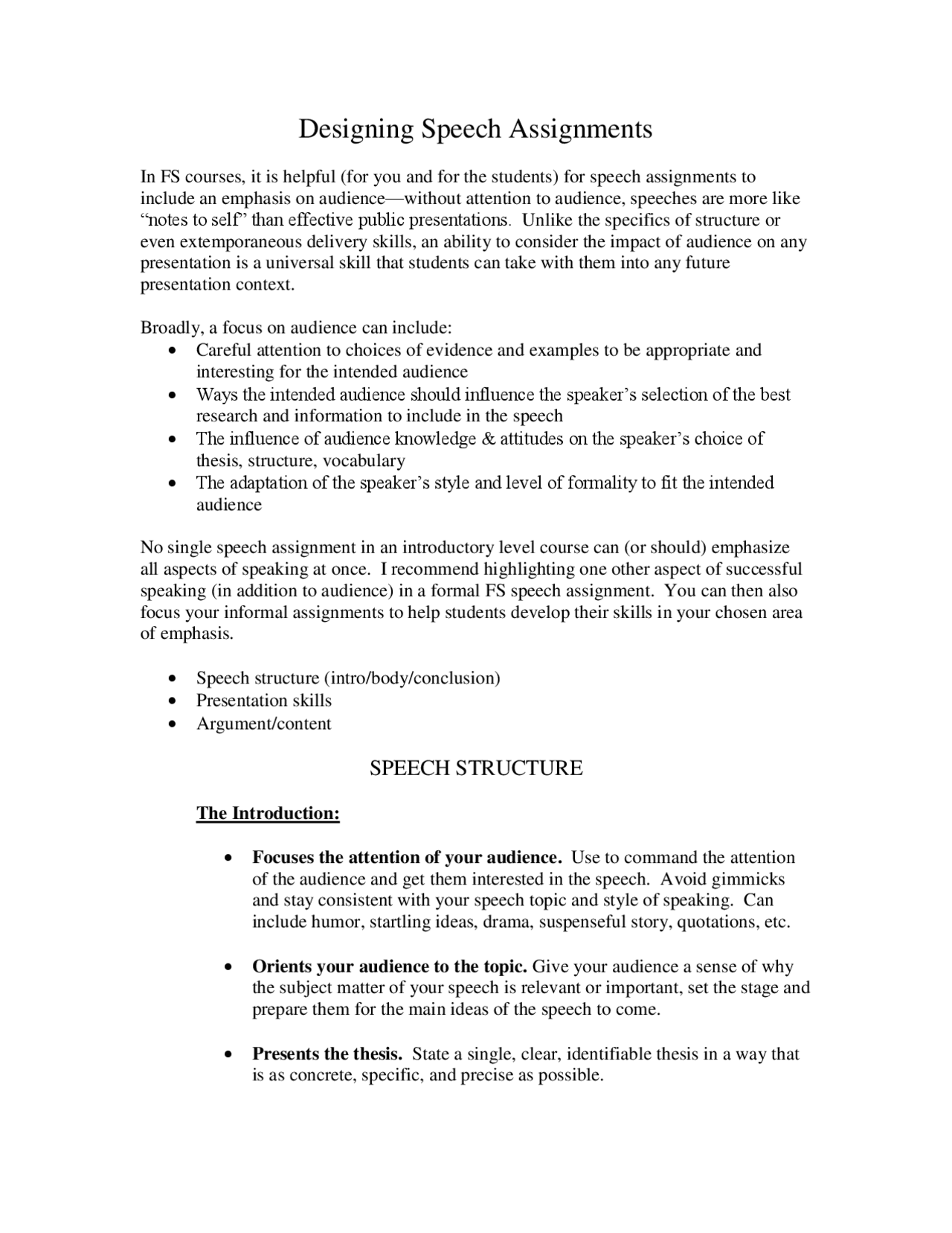 Designing Speech Assignments | Lecture notes Business Administration ...