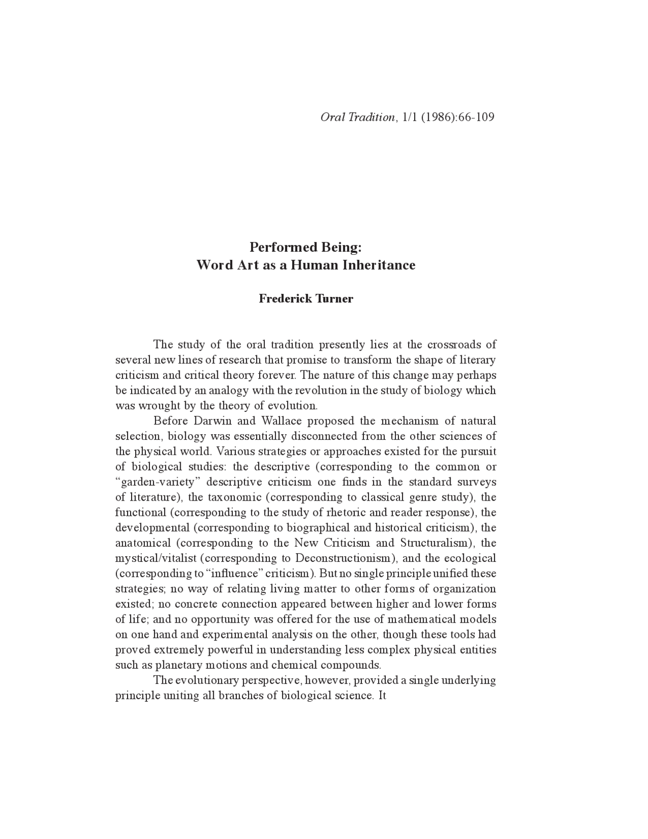 Performed Being: Word Art as a Human Inheritance | Summaries Art | Docsity