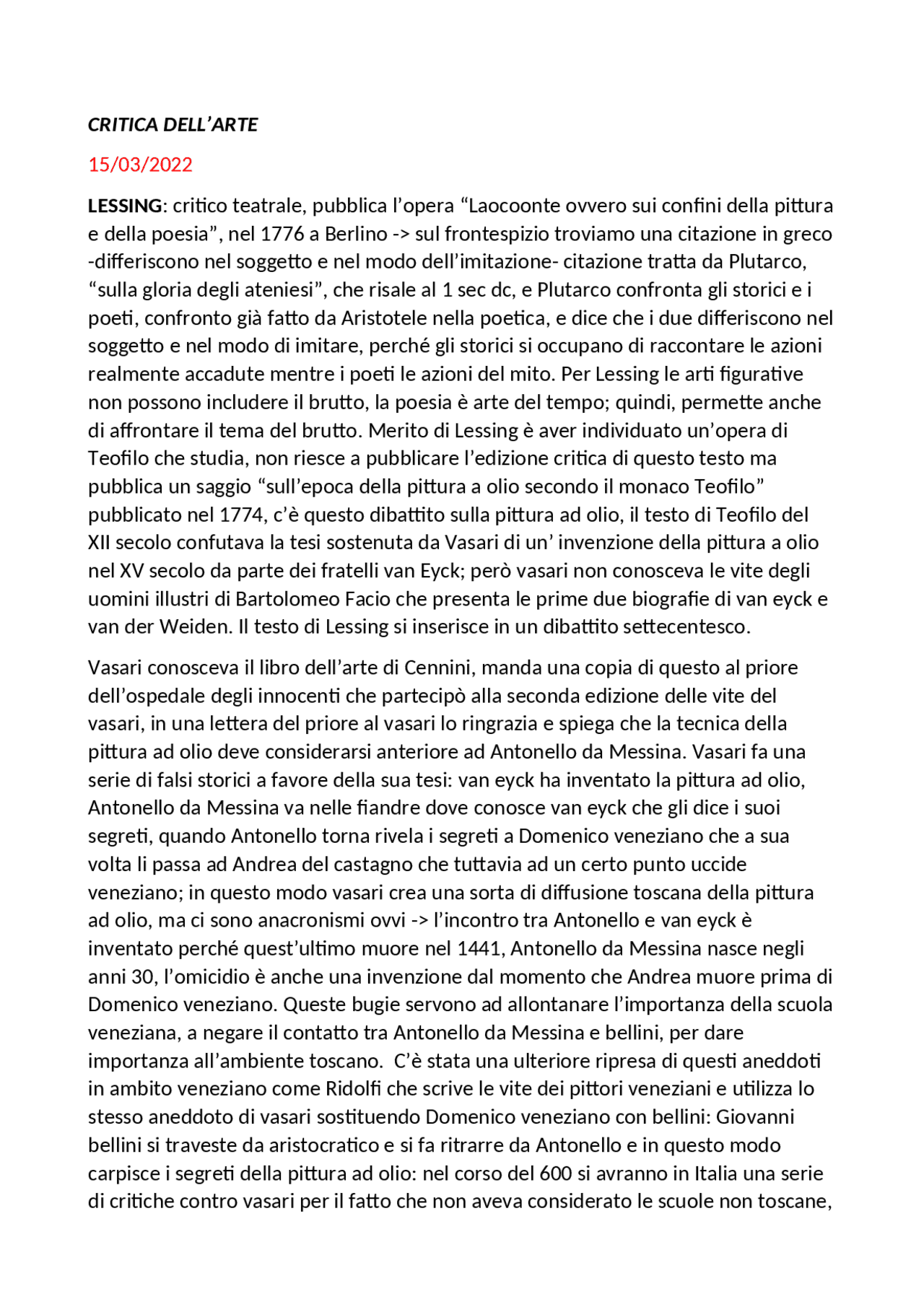Lezione Su Lessing Teofilo Cennini Appunti Di Critica Letteraria