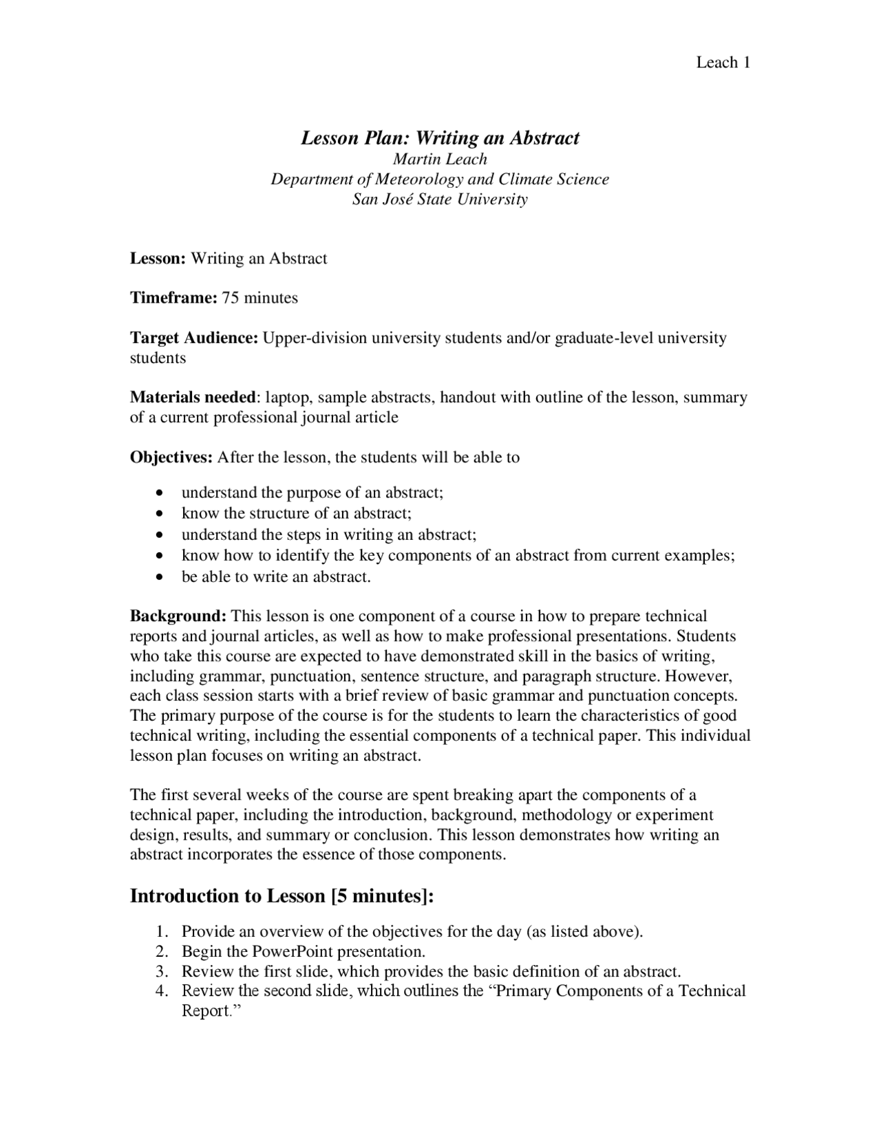 Writing An Abstract Introduction To Lesson 5 Minutes Summaries