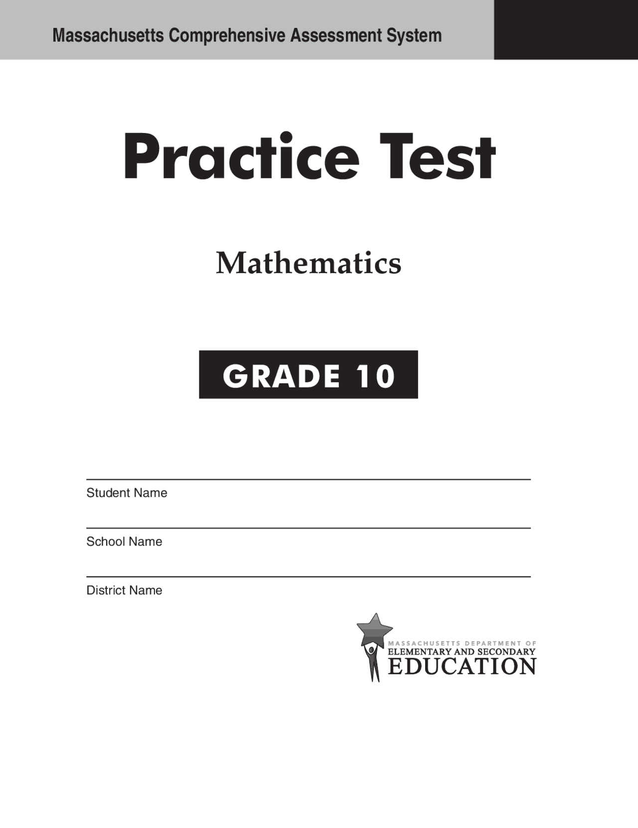 MCAS Mathematics Grade 10 Practice Test 2017 | Study notes Mathematics ...
