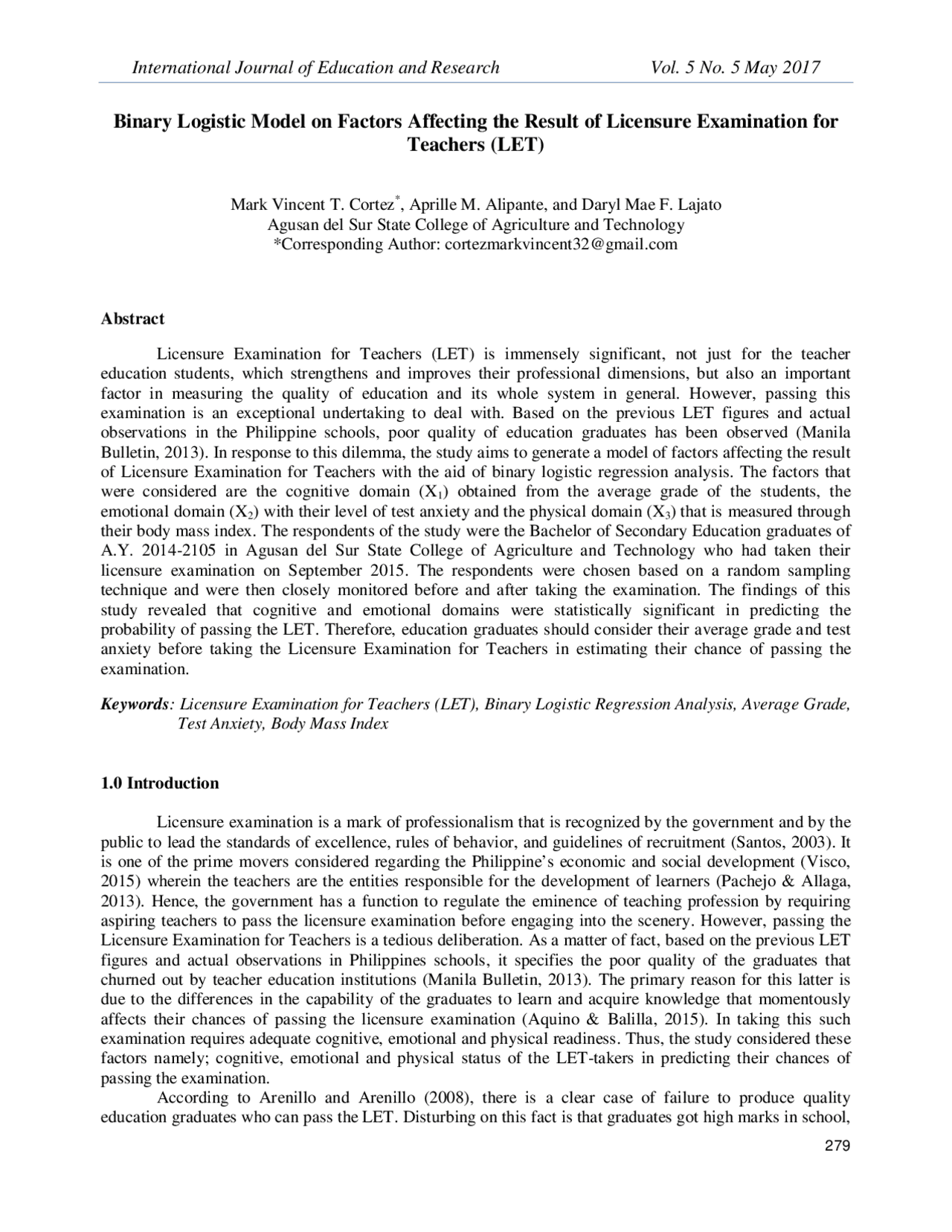Binary Logistic Model on Factors Affecting the Result of ... | Summaries Electronic Technology ...