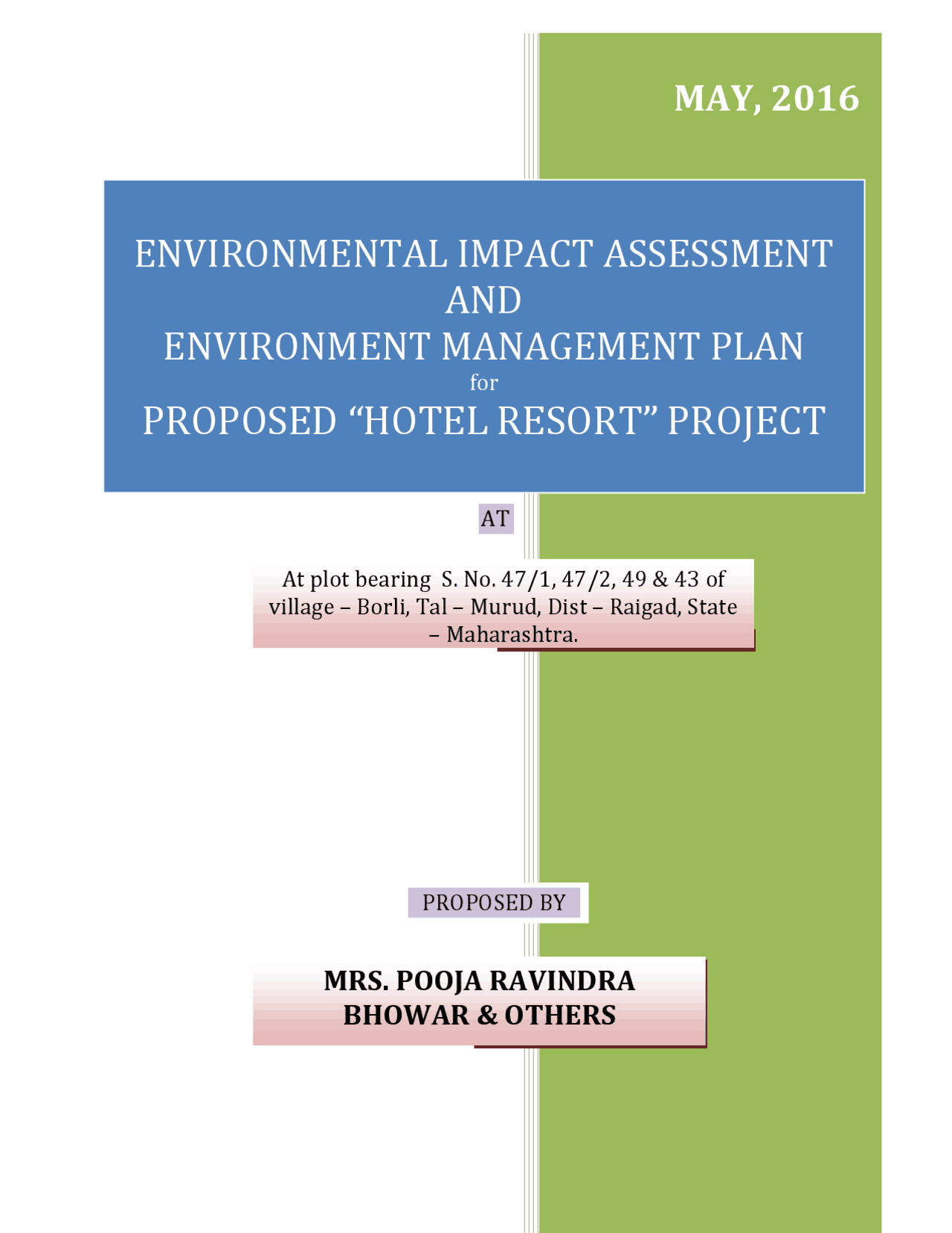 PROPOSED “HOTEL RESORT” PROJECT | Lecture notes Construction | Docsity