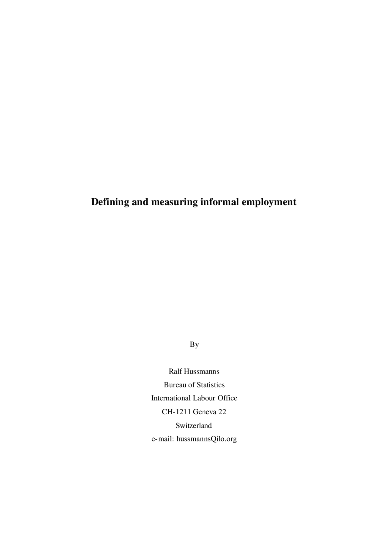 Understanding Informal Employment: Framework & Data Collection via Labour Force Surveys ...