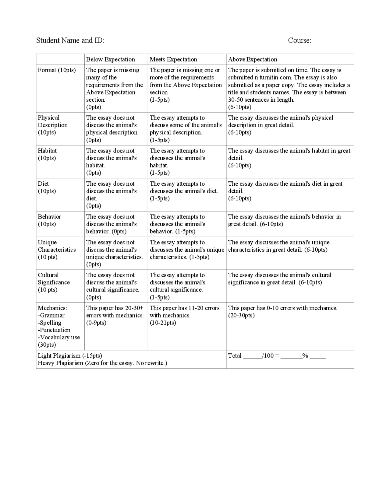 Student Name and ID: Course: | Exercises Mechanics - Docsity