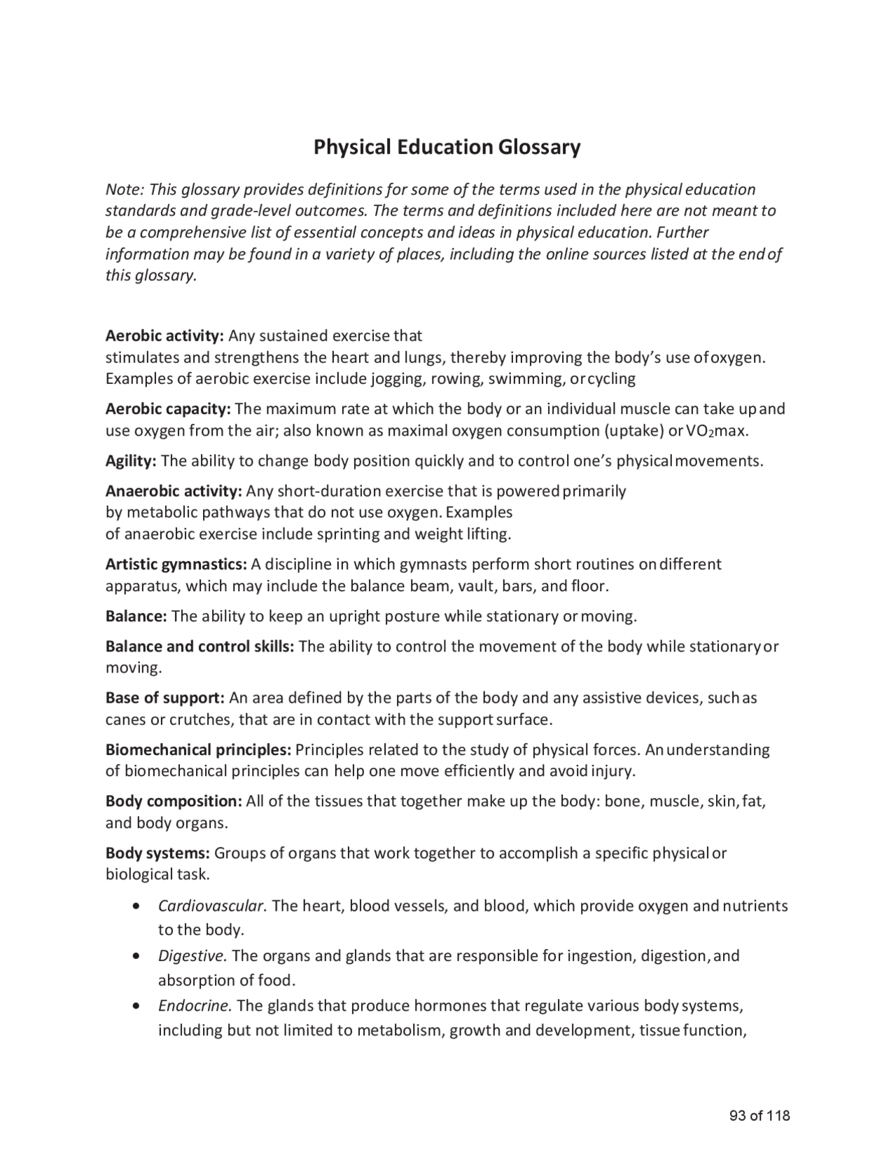 Health and Physical Education Standards | Study notes Physical ...