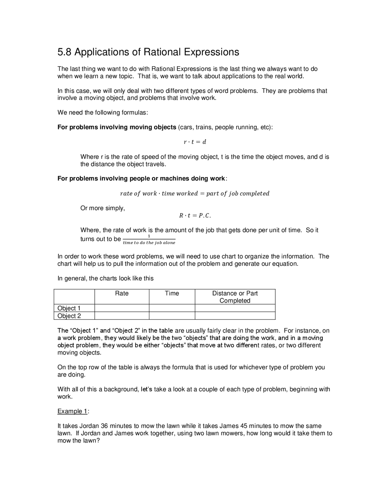 5.8 Applications of Rational Expressions | Exercises Russian Culture | Docsity