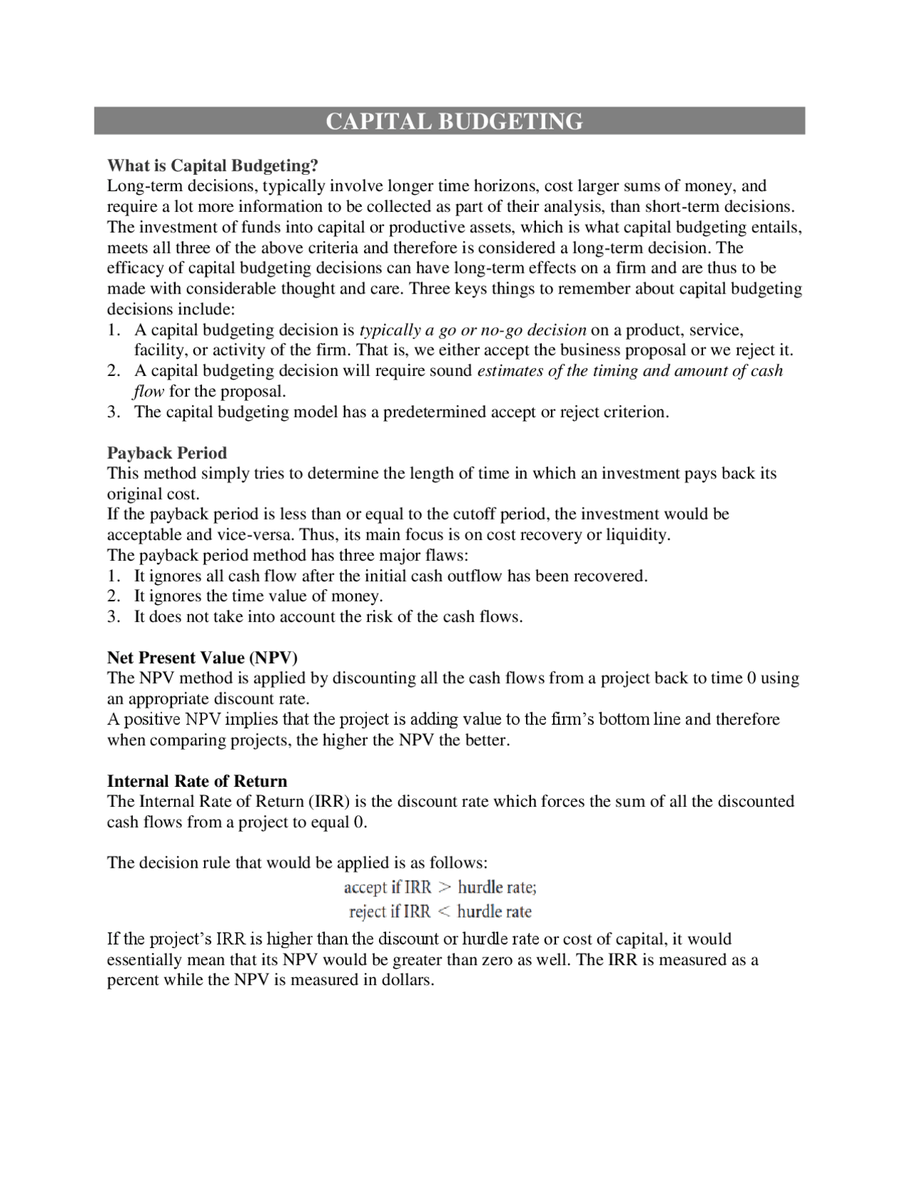 Capital Budgeting Slides Business And Society Docsity