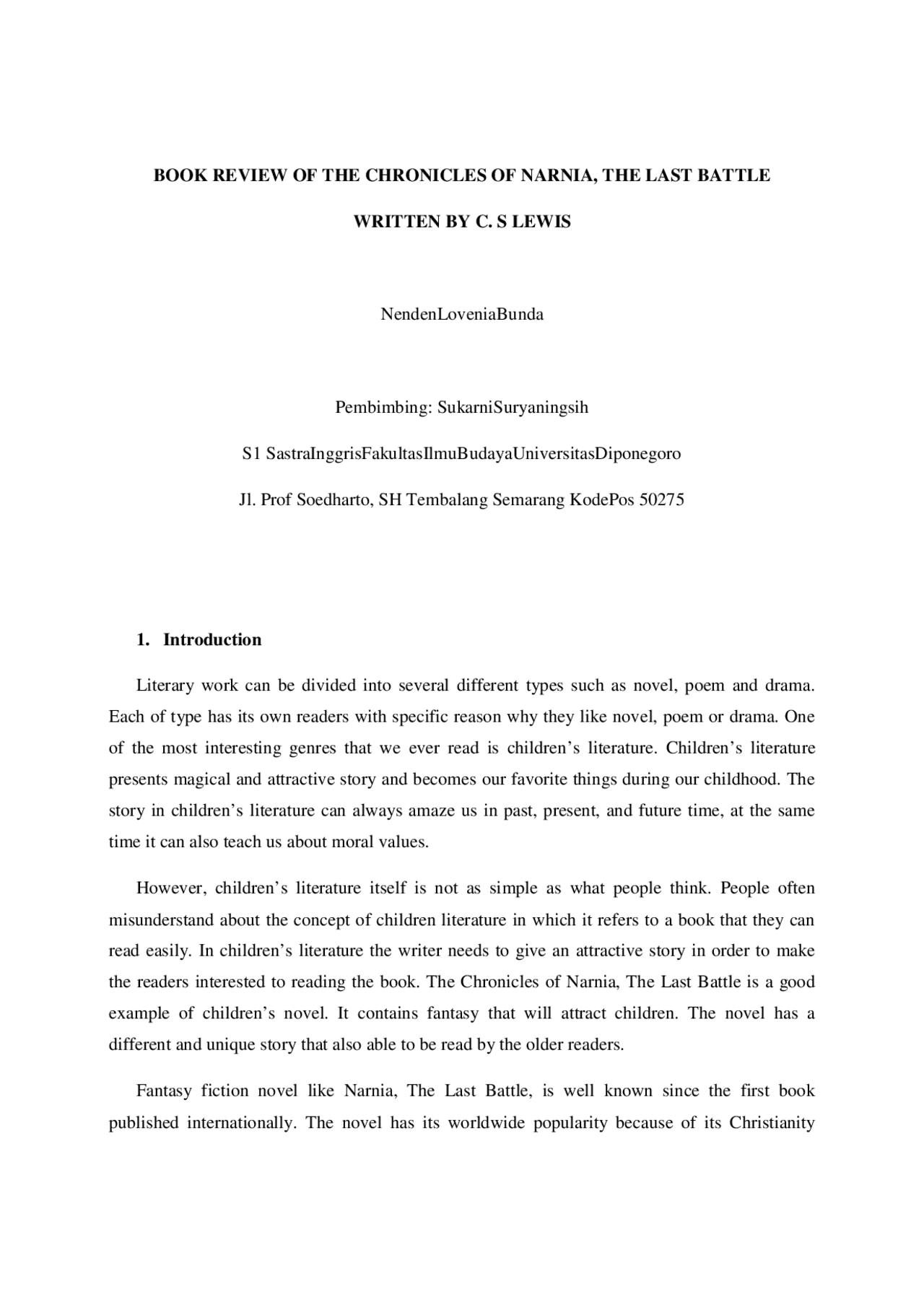 Book review of the chronicles of narnia the last battle | Lecture notes ...