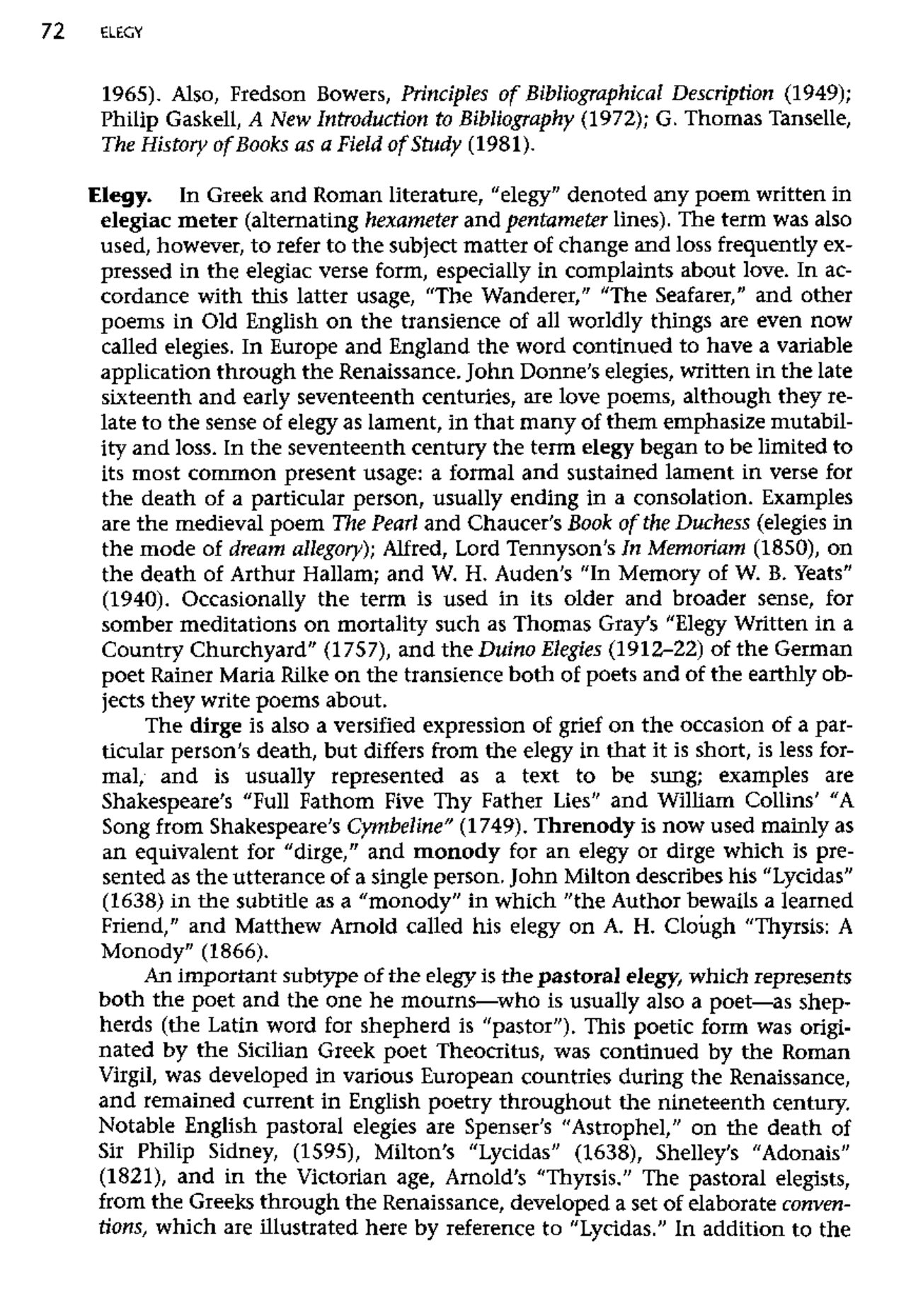 Elegy Definition.pdf | Assignments Literature | Docsity