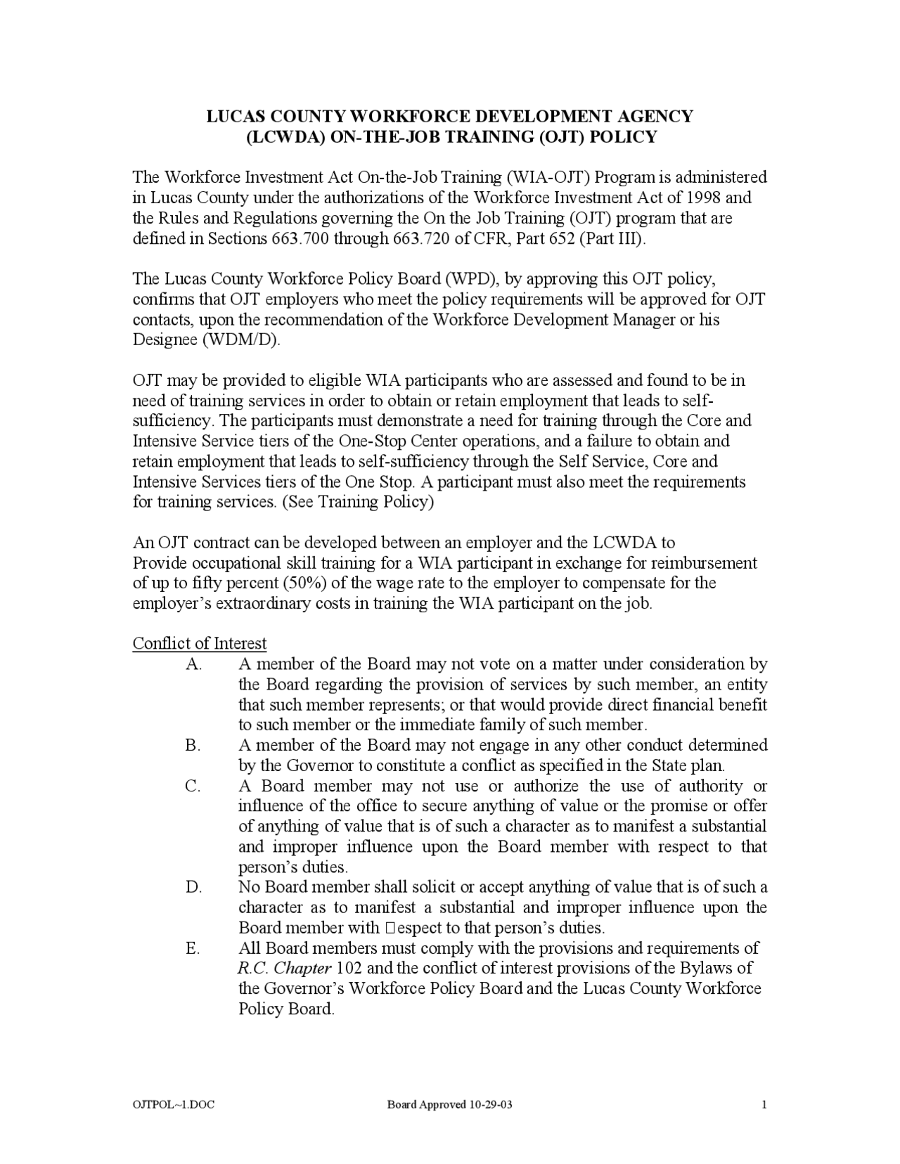 Lucas county workforce development agency | Lecture notes History | Docsity