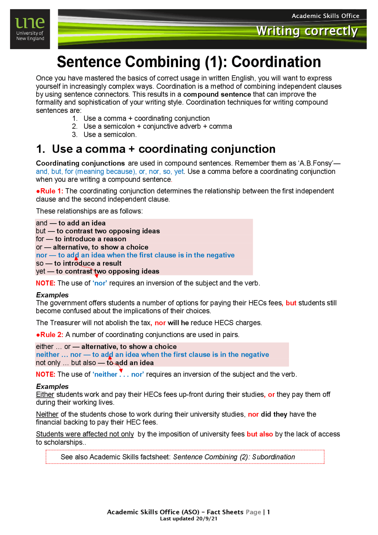 Sentence Combining (1): Coordination | Schemes and Mind Maps English ...