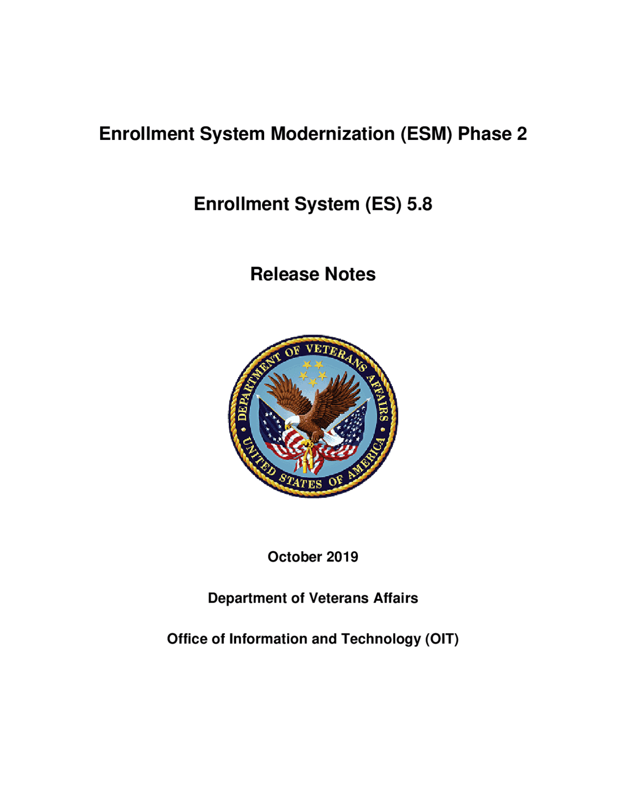 ESM Phase 2 Release Notes for Veterans Medical Benefit Plans in ES 5.8 ...
