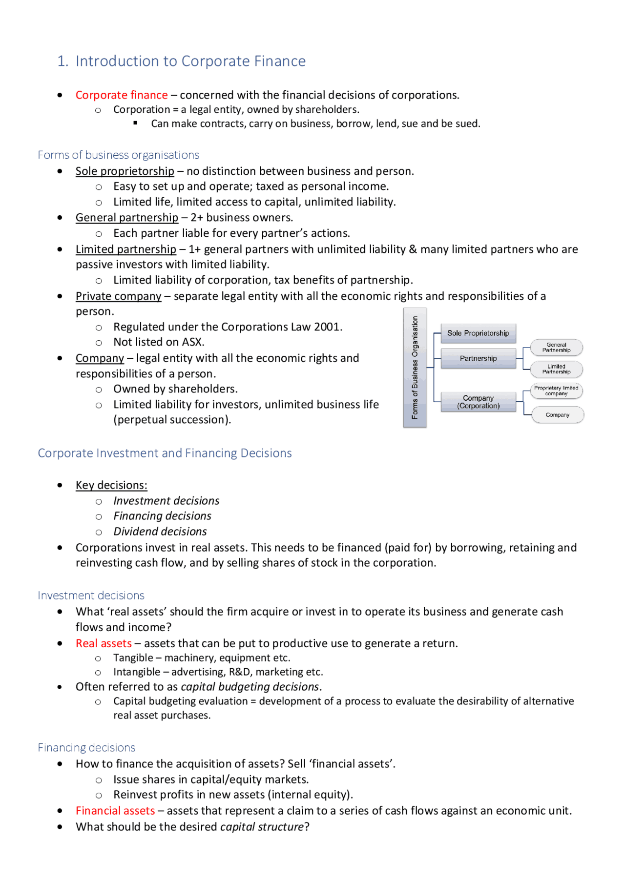 1. Introduction to Corporate Finance | Exercises Corporate Finance - Docsity