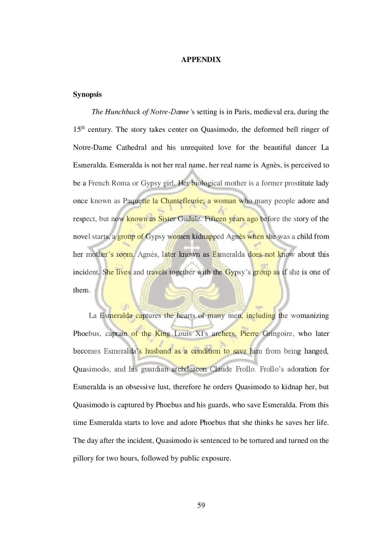 59 Appendix Synopsis The Hunchback Of Notre Dames Exams French