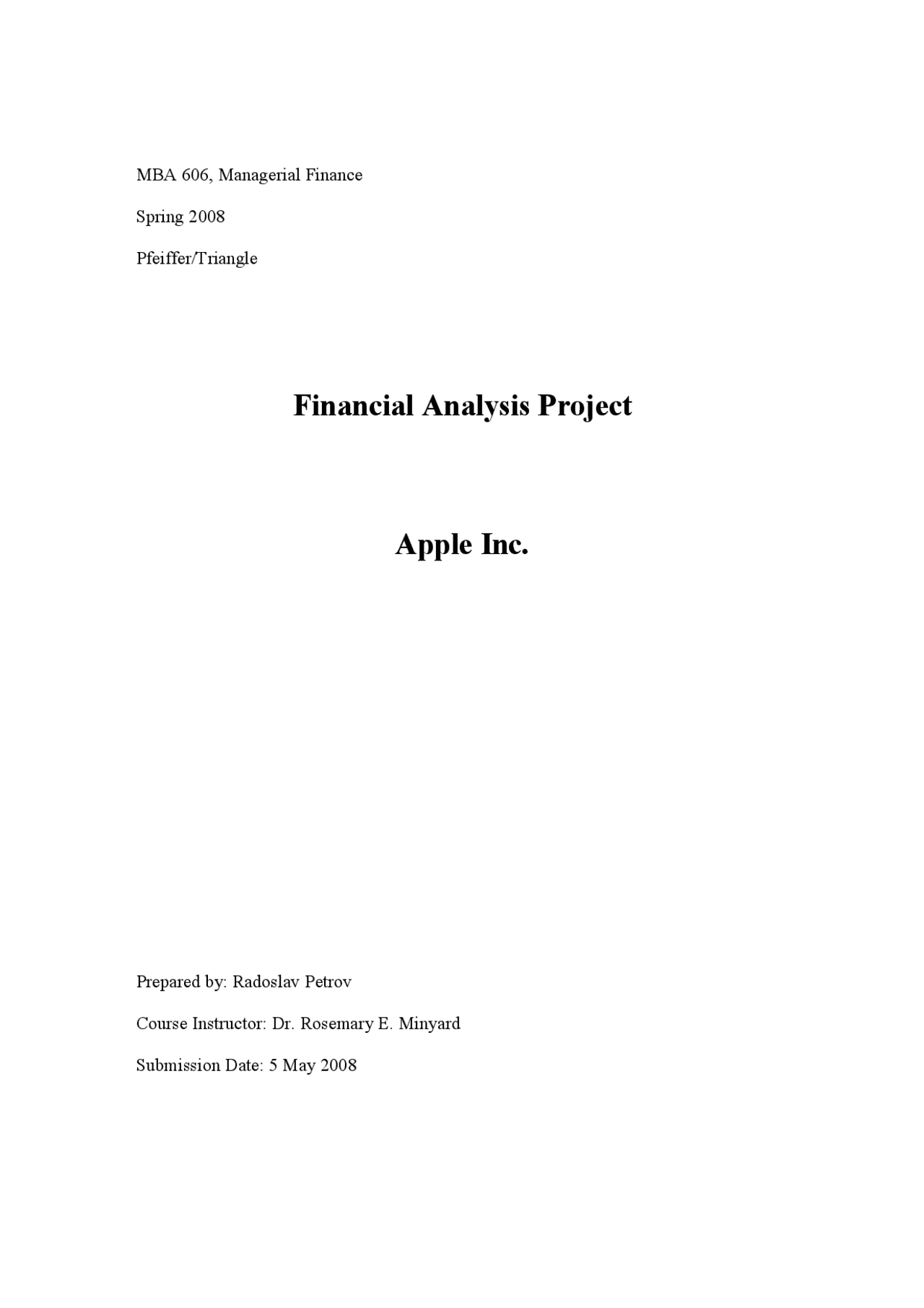 Financial Analysis Project Apple Inc. | Slides Finance | Docsity