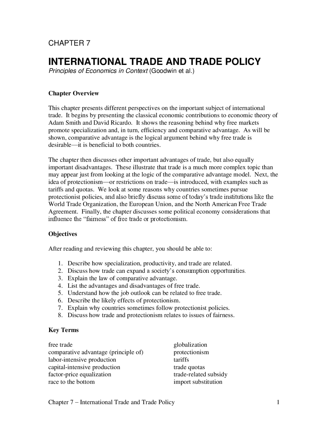 International Trade and Trade Policy: Principles of Economics in ...