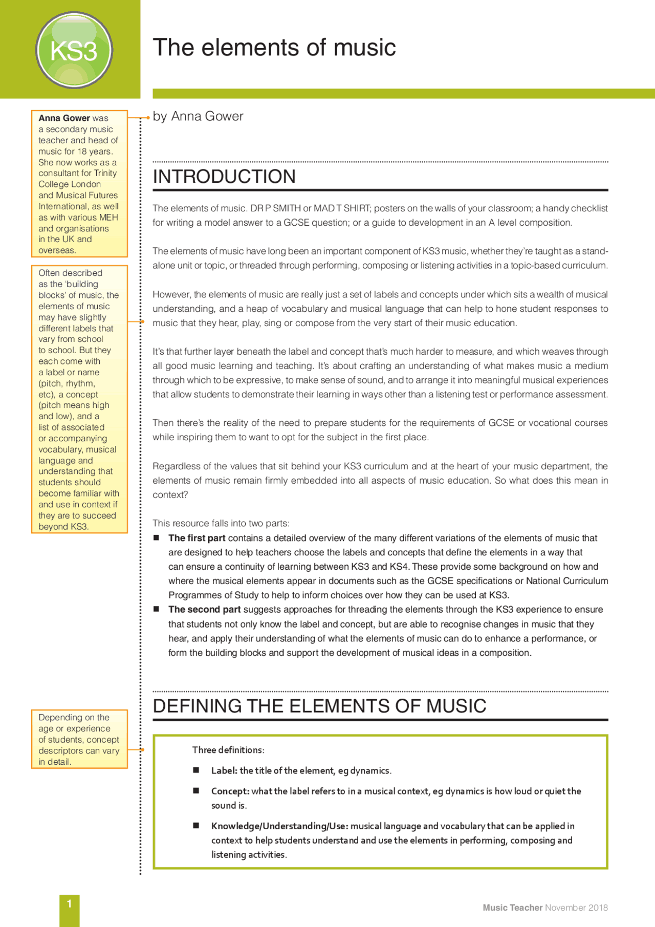 Understanding and Teaching Musical Elements: A Guide for KS3 Music ...