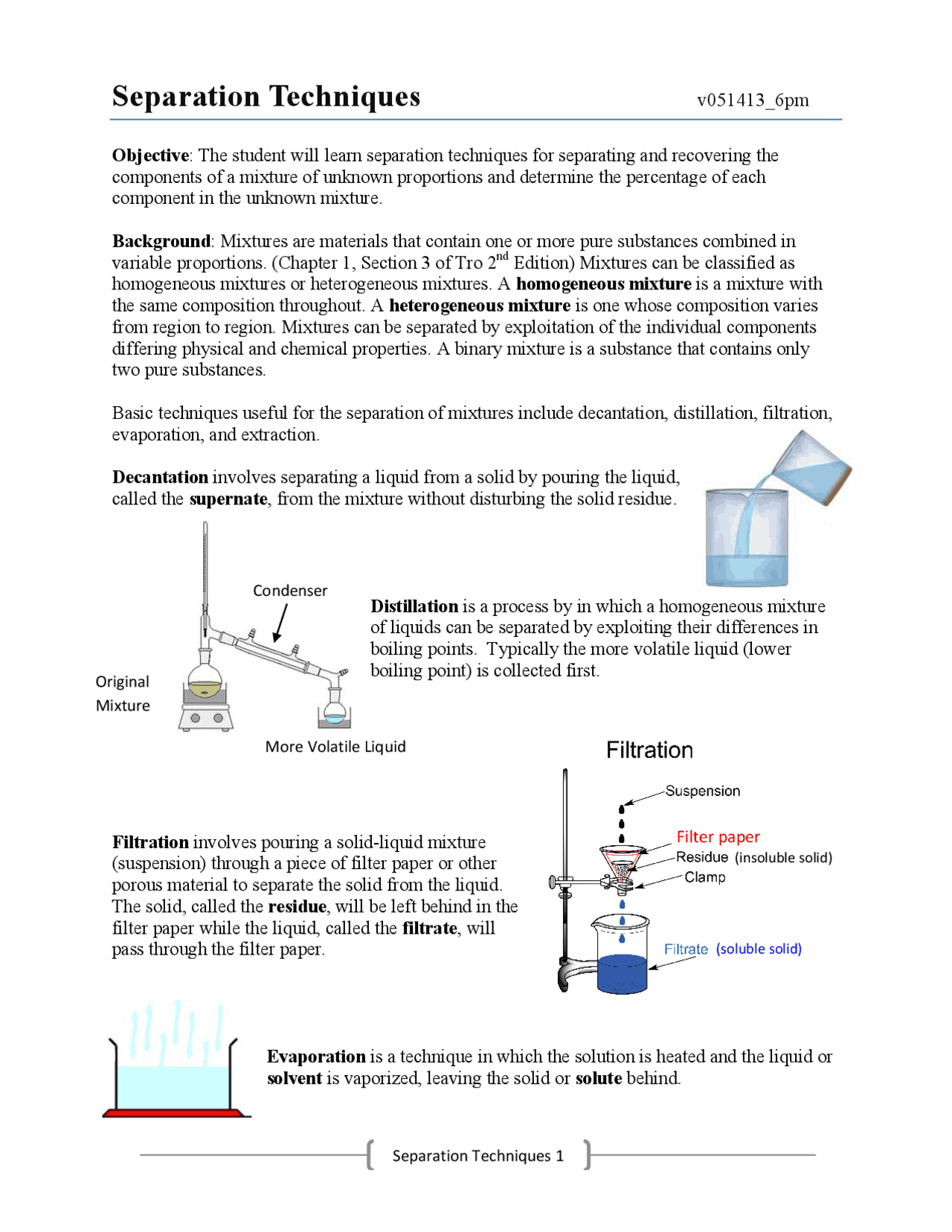 Separation Techniques Lecture Notes Chemistry Docsity