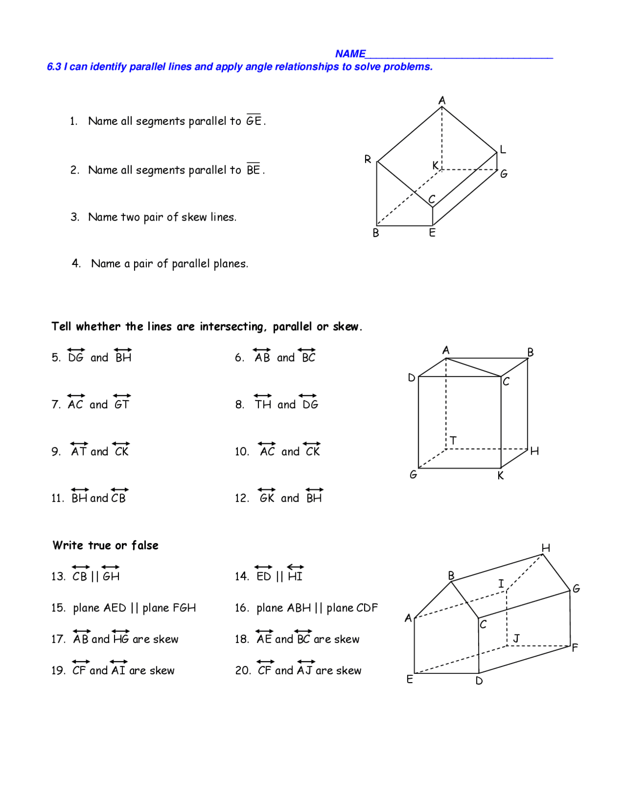 Angle Relationships And Parallel Lines Worksheet