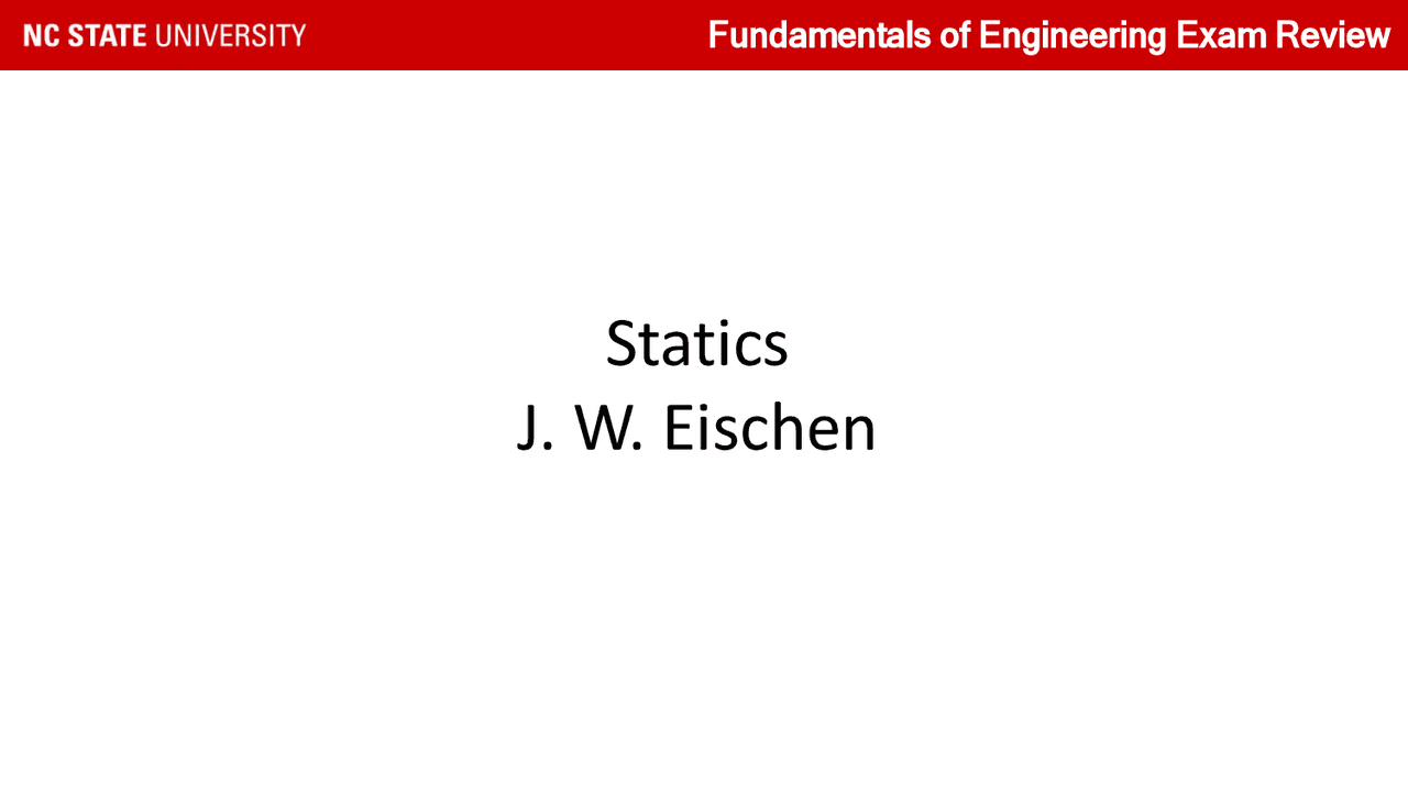 Statics J W Eischen Lecture Notes Statics Docsity