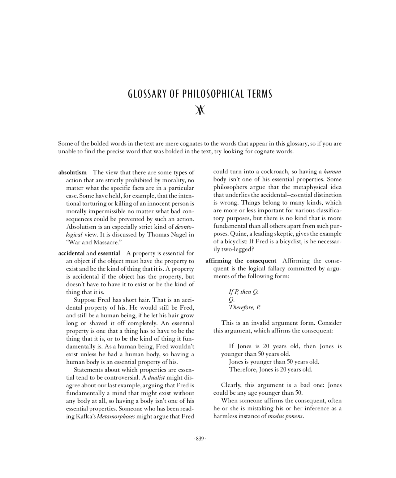 GLOSSARY OF PHILOSOPHICAL TERMS | Lecture notes Philosophy | Docsity