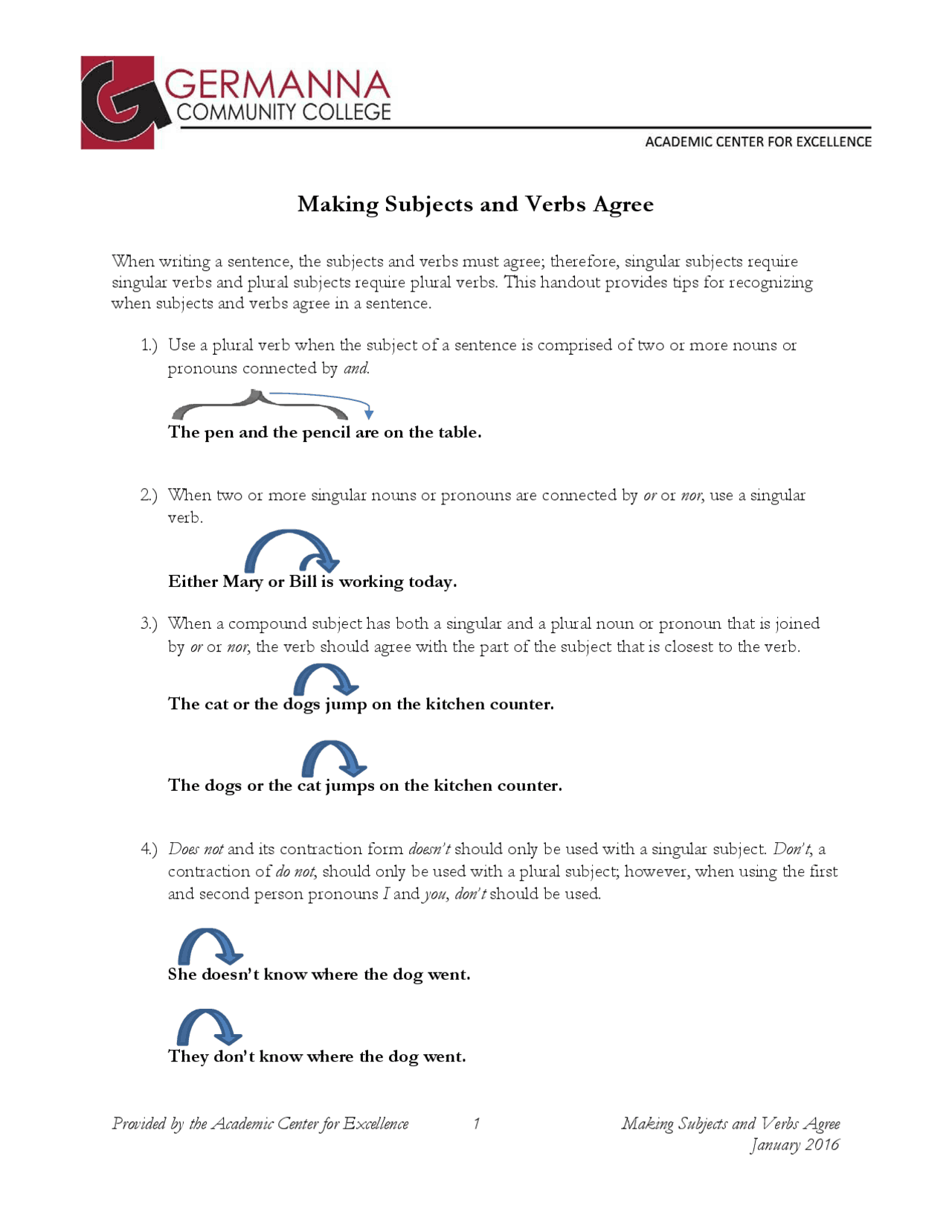 Making Subjects and Verbs Agree | Slides Mathematics | Docsity