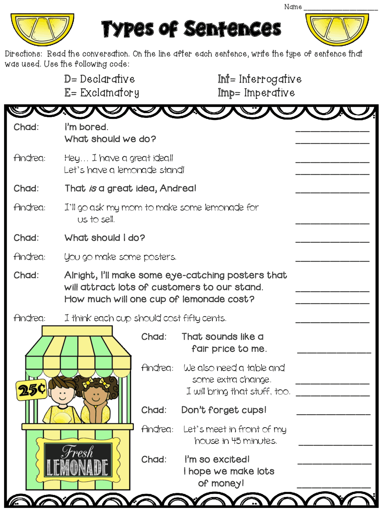Types Of Sentences Exercises Grammar And Composition Docsity