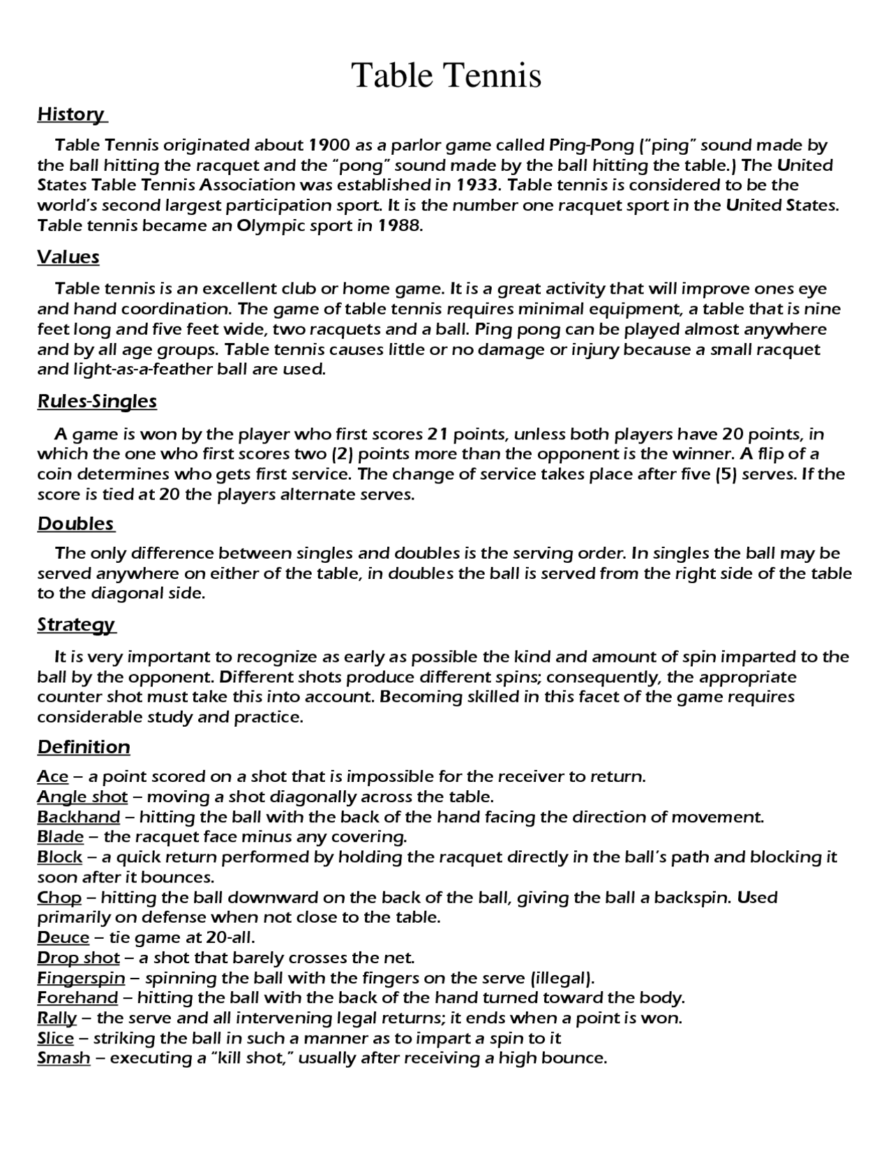 Table Tennis: A Comprehensive Guide to the History, Values, Rules ...